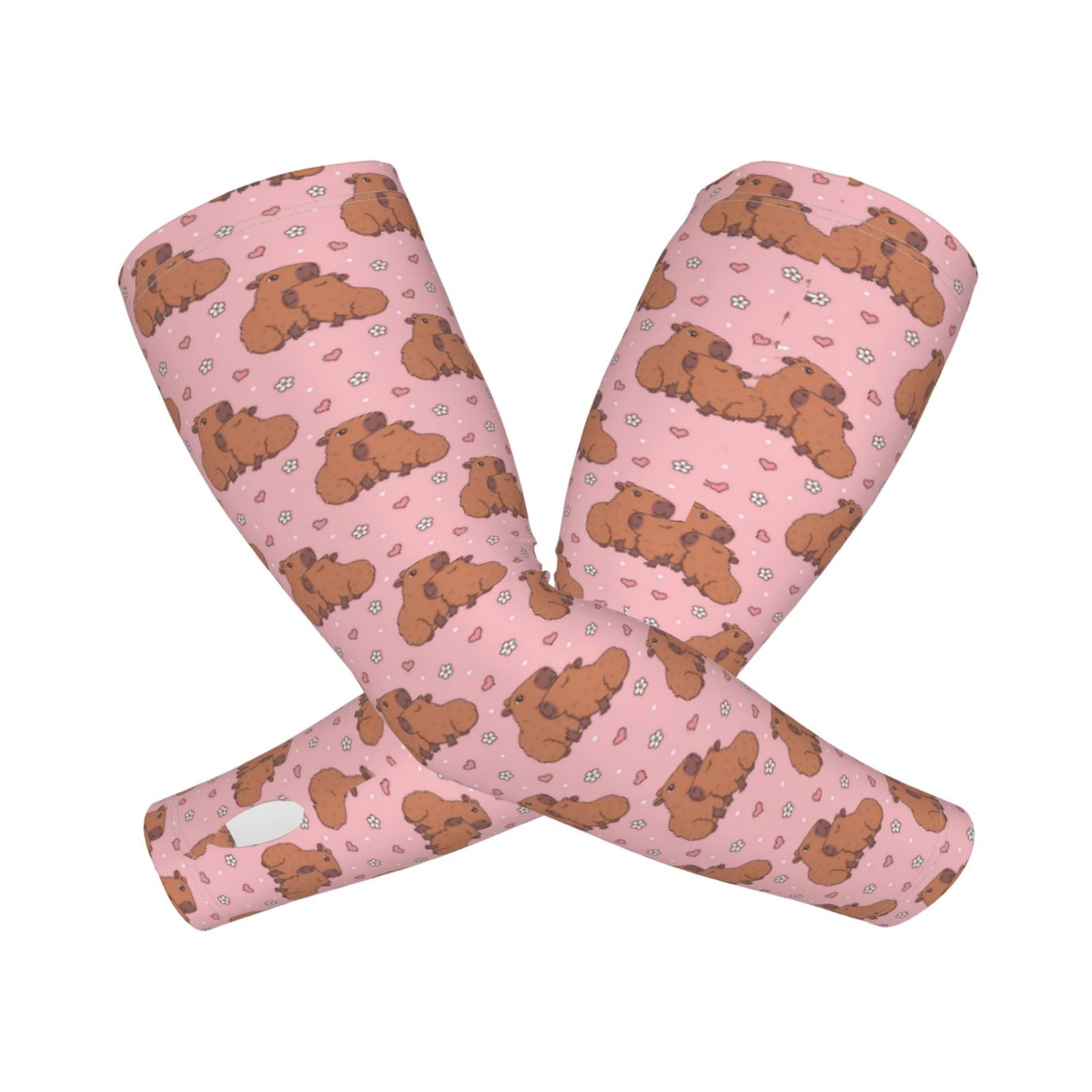 Goofa Heart Capybara Pattern UV Sun Protection Arm Sleeves, UPF 50 ...