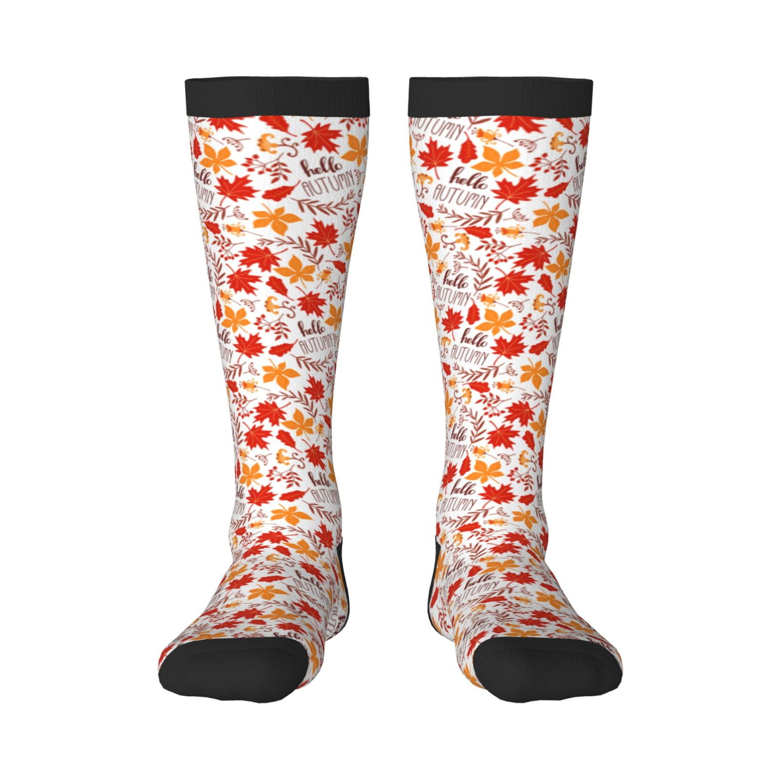 Goofa Hello Autumn Maple Leaf Pattern Adult Stockings, Color-Block Knee ...