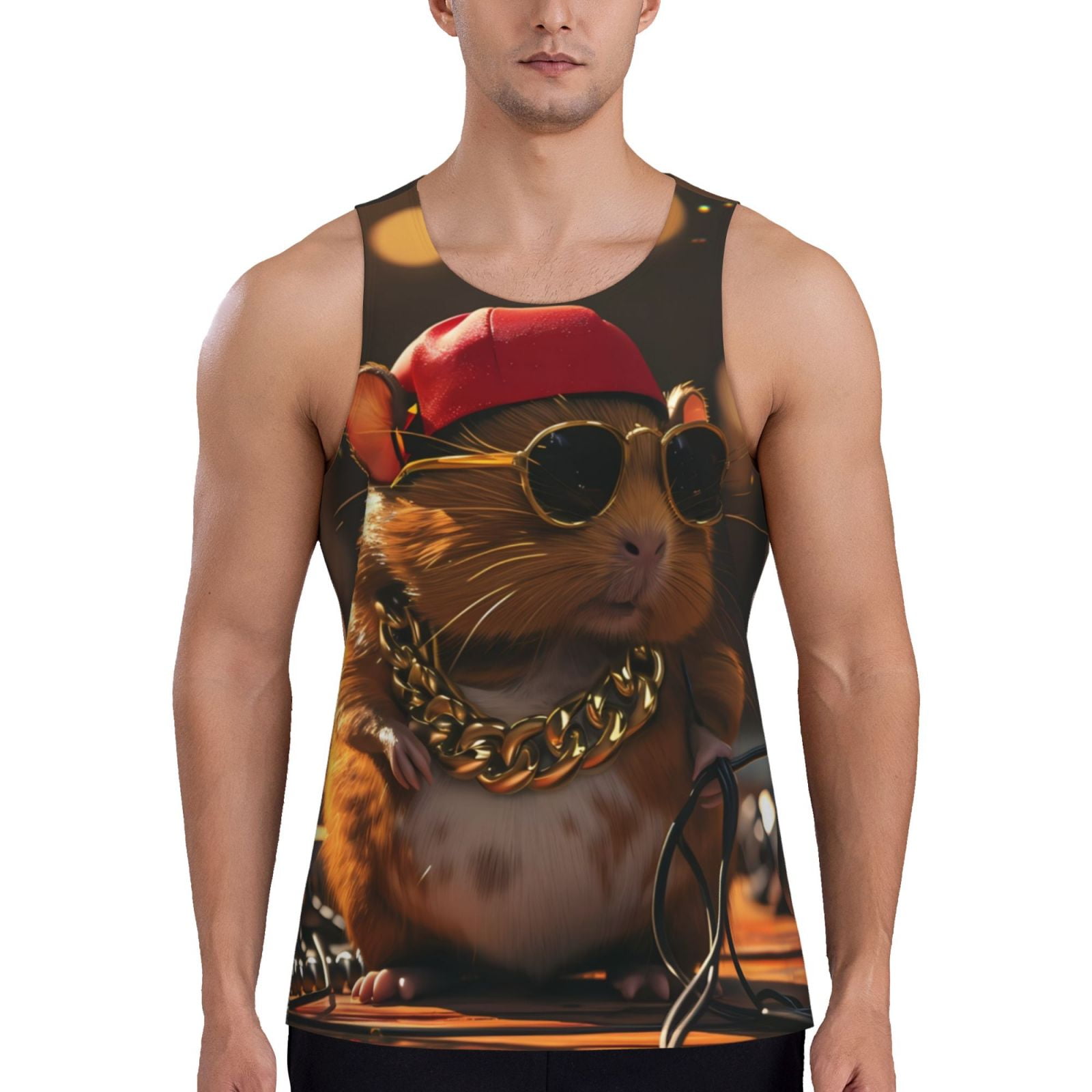 Goofa Hip-Hop Guinea Pig. Pattern Men's Workout Tank Top Slim-Fit Tank ...