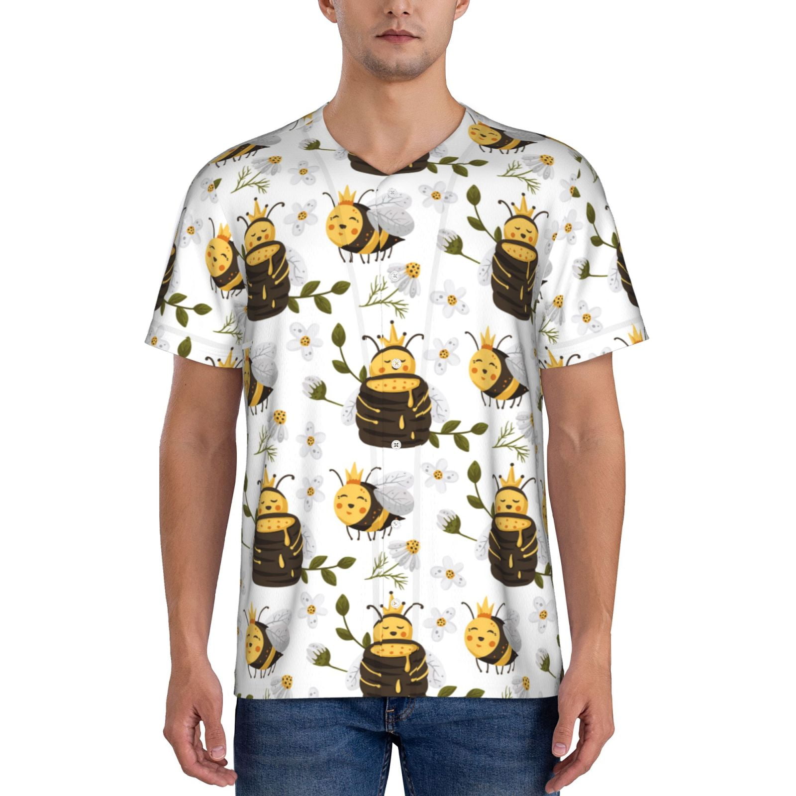 Goofa Honey Bee Insect Pattern Mens Golf Shirt Baseball T-shirt ...