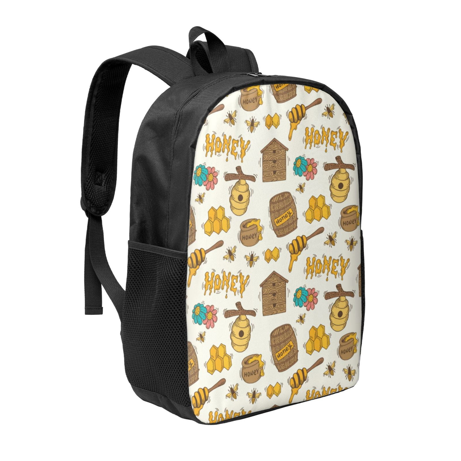 Goofa Honeycomb And Honey Pattern 17in Student Backpack - School ...