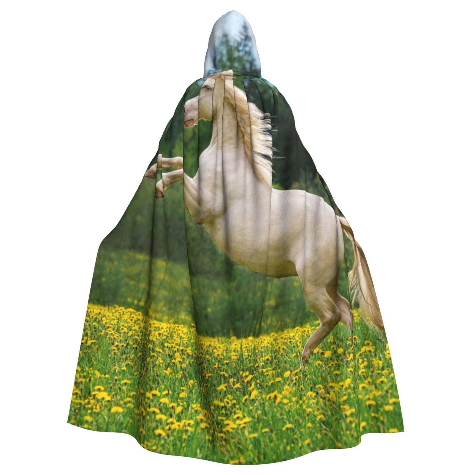 Goofa Horse Rearing Up In The Field Pattern Hooded Cloak, Halloween ...