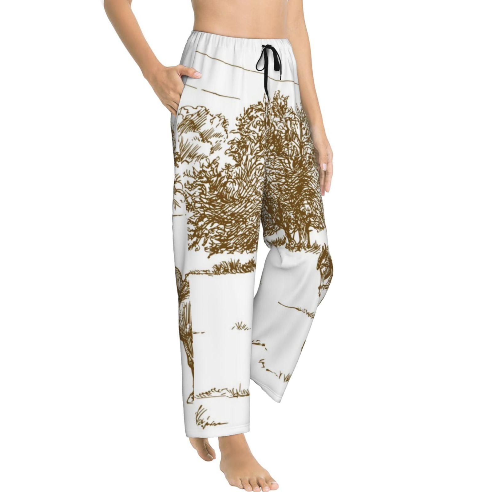 Goofa Horse Rider In Field Printed Soft Pajama Pants for Women, Wide ...