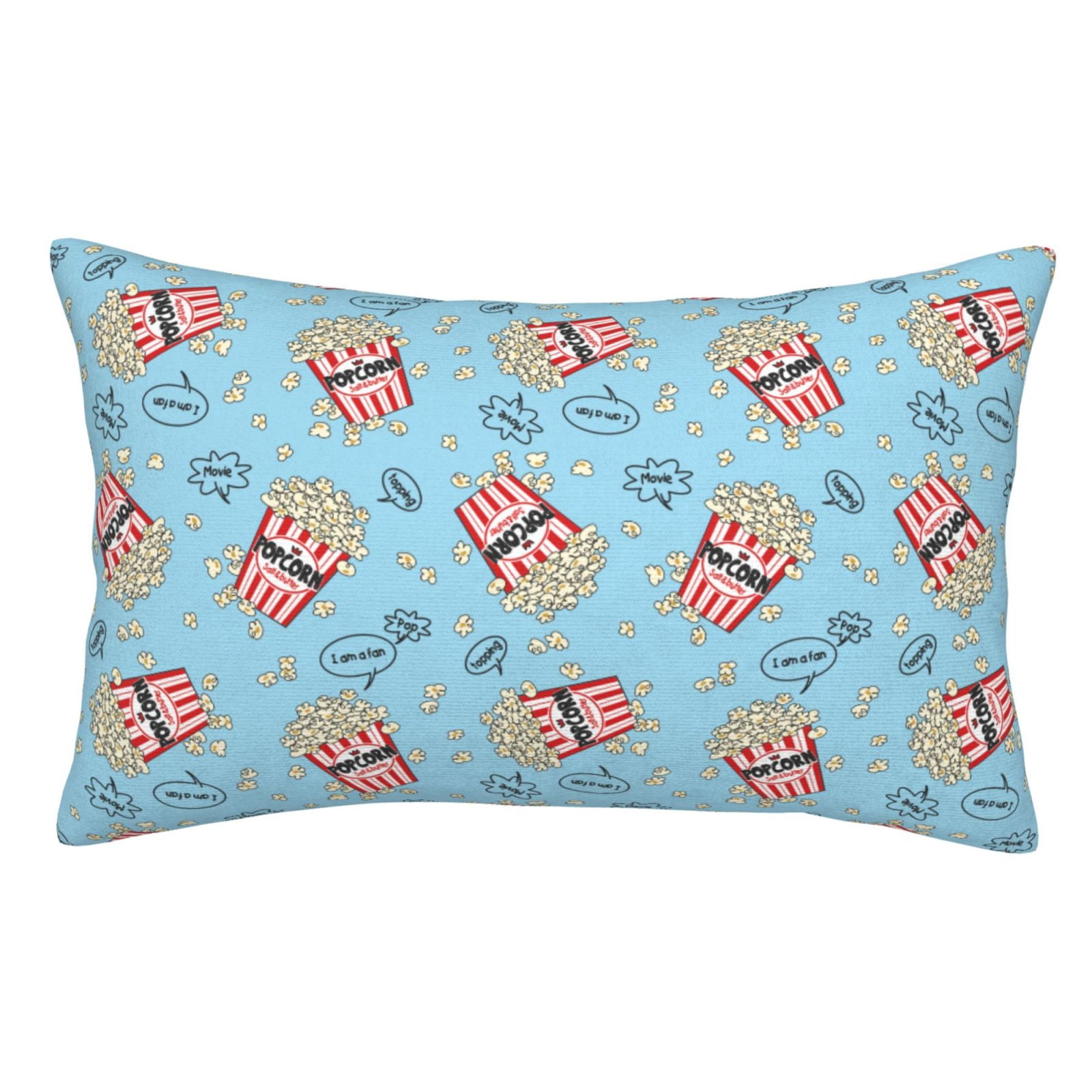 Goofa I Am A Fan Popcorn Print Plush Throw Pillow Case, Soft Velvet ...