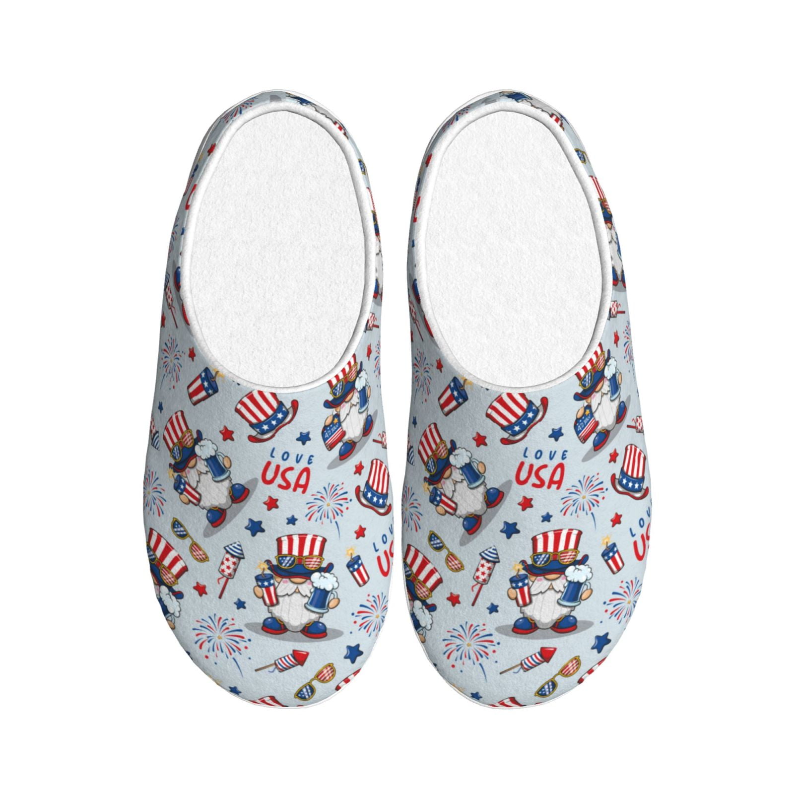 Goofa I Love USA Print Womens Mens Cotton Lightweight House Slippers ...