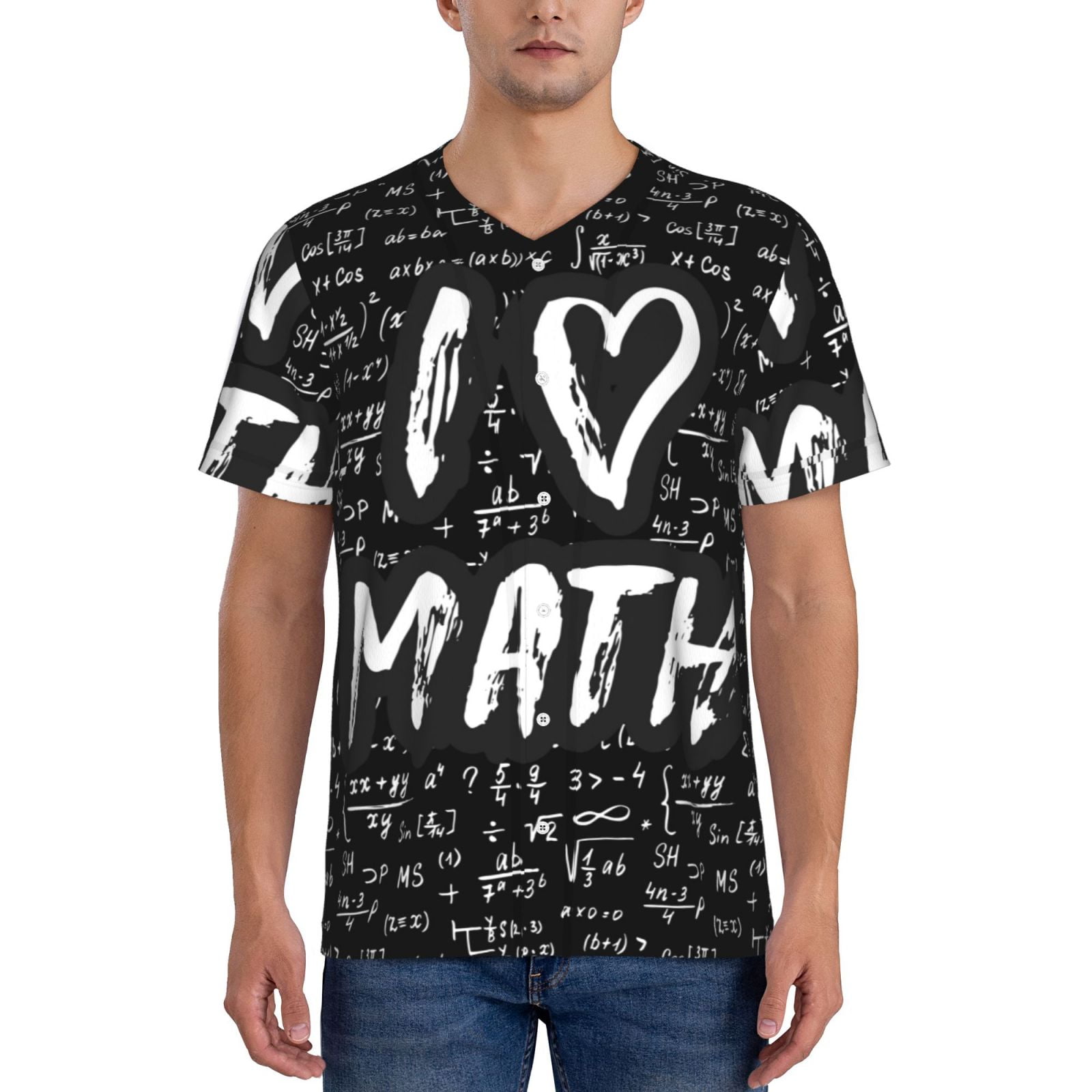 Goofa I love Math Pattern Mens Golf Shirt Baseball T-shirt Moisture ...