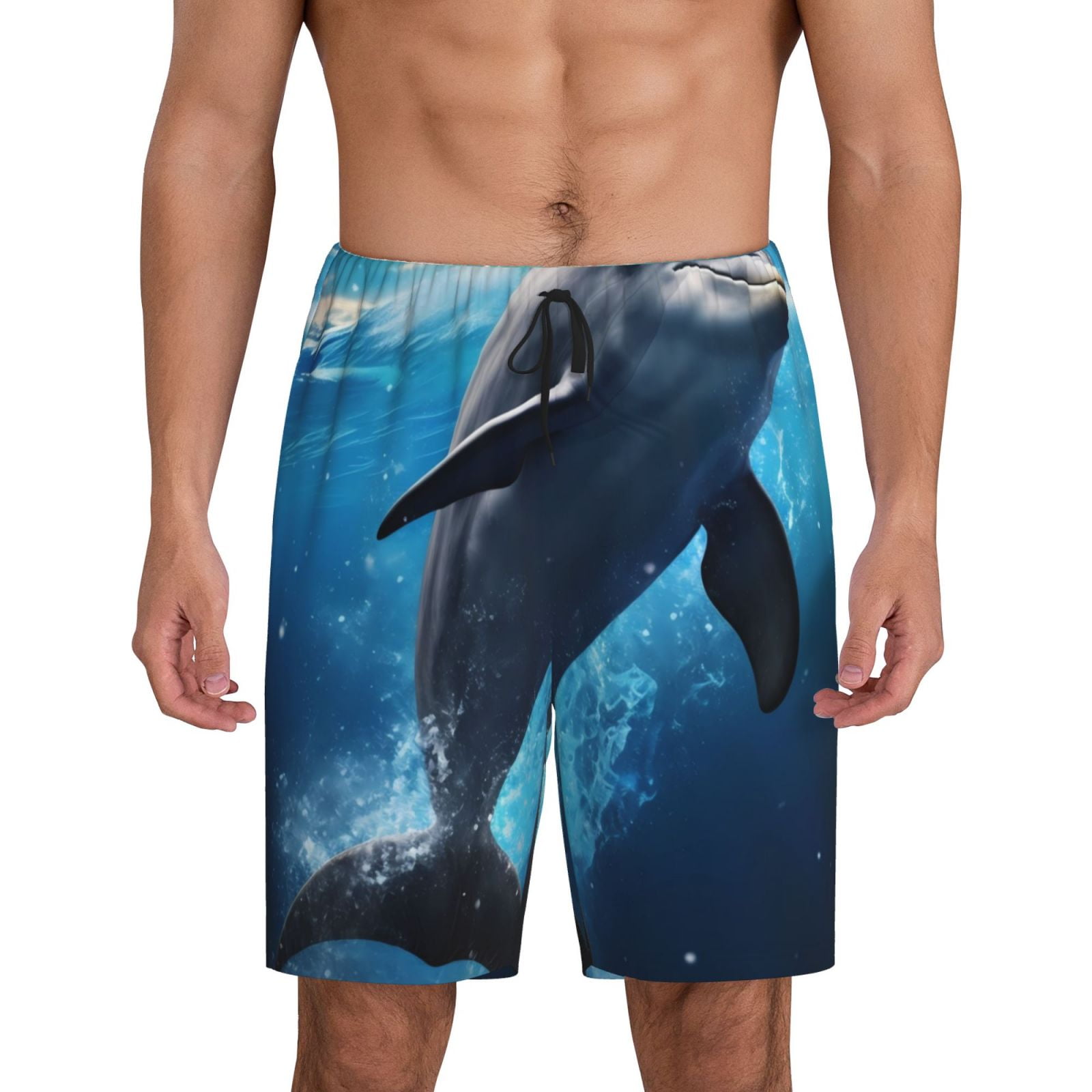 Goofa Ice Blue Ocean Cute Dolphin Pattern Men's Pajama Short Sleep ...
