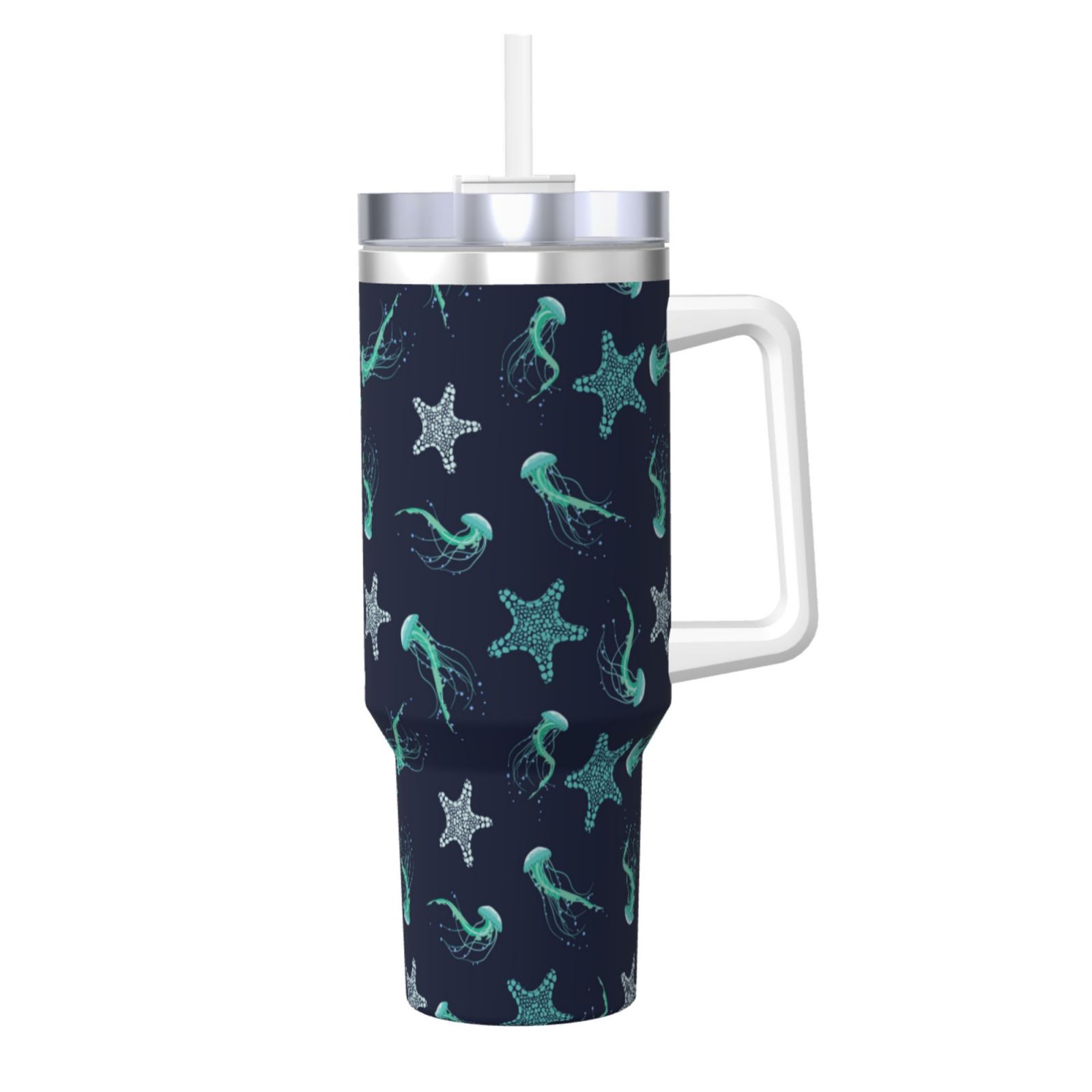 Goofa Ice Blue Starfish and Jellyfish Print 40oz Ice Bully With Handle ...