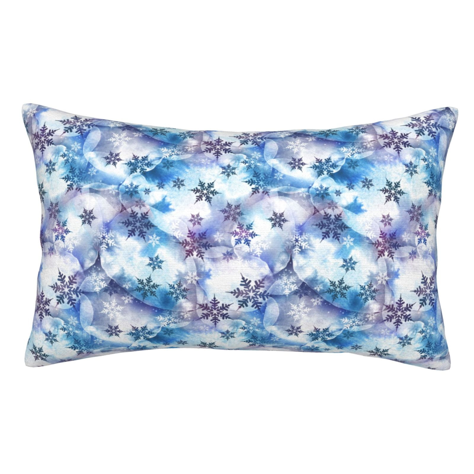 Goofa Icy Blue Snowflakes Print Plush Throw Pillow Case, Soft Velvet ...