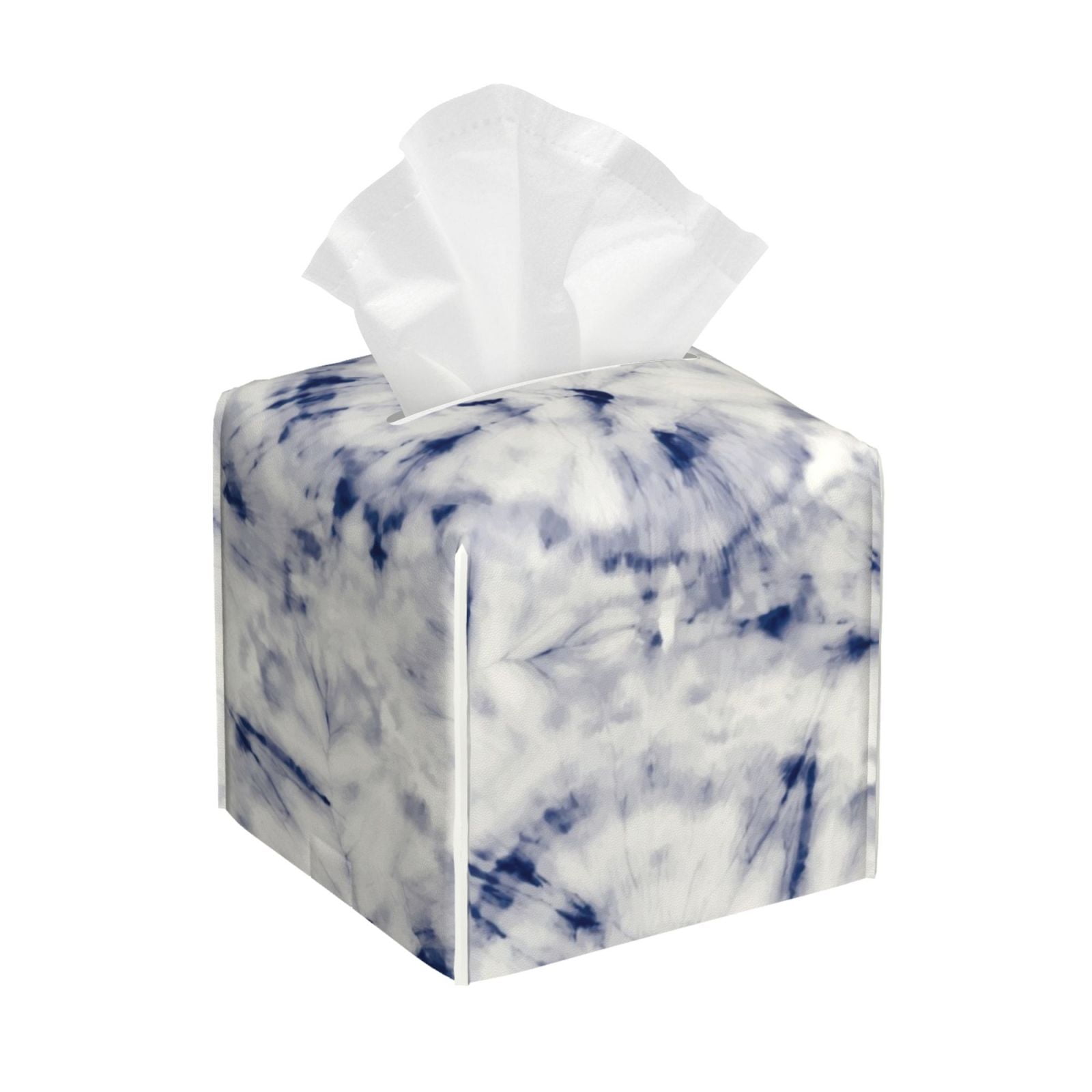 Goofa Indigo Tie Dye Tissue Box Cover PVC Leather Tissue Holder Square ...