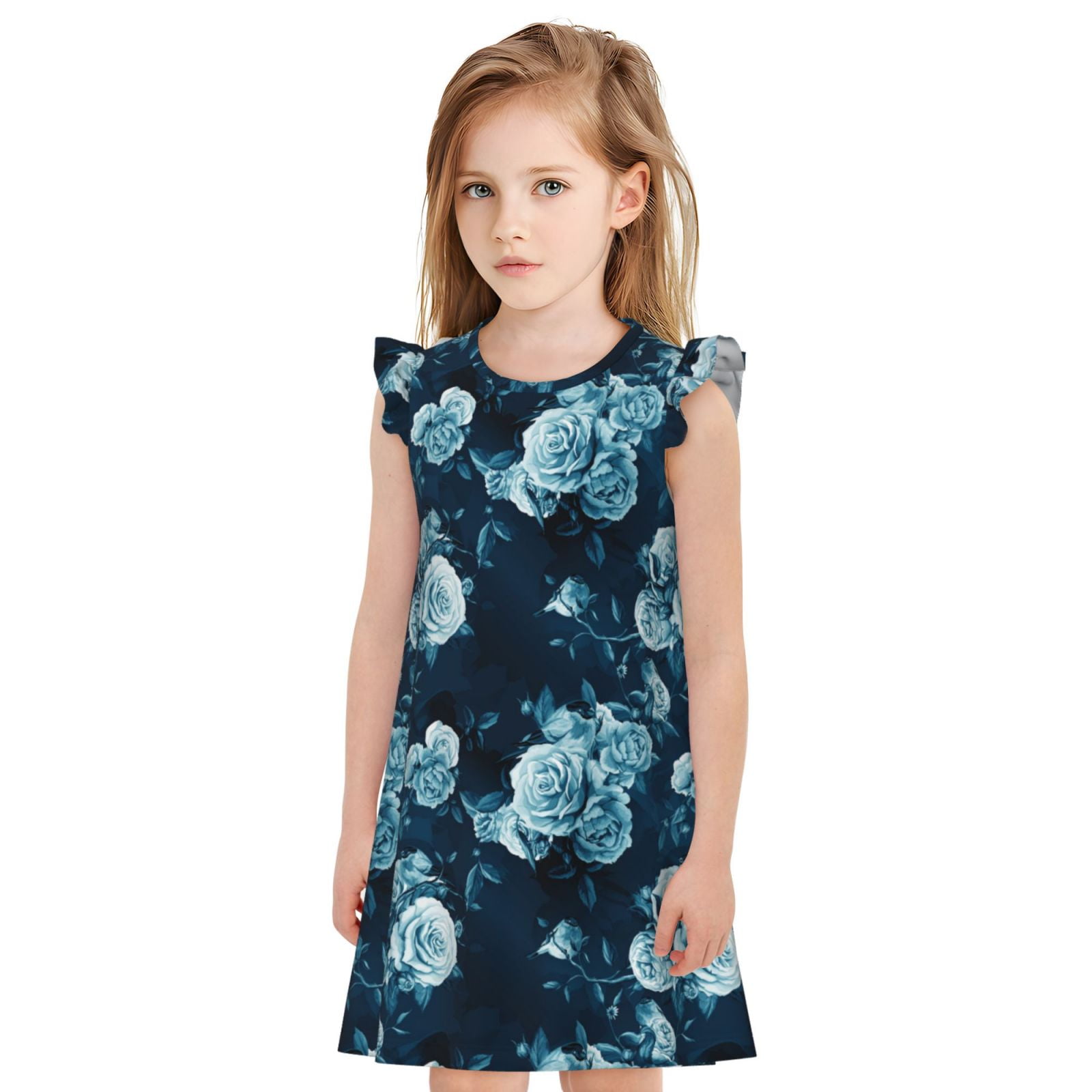 Goofa Ink Rose Pattern Sweet & Sassy Girls' Nightgowns - Short Sleeve ...