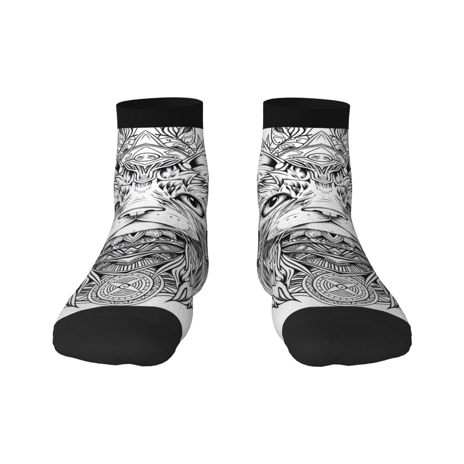 Goofa Intricate Cat Mandala Pattern Non Slip Socks with Grips for ...