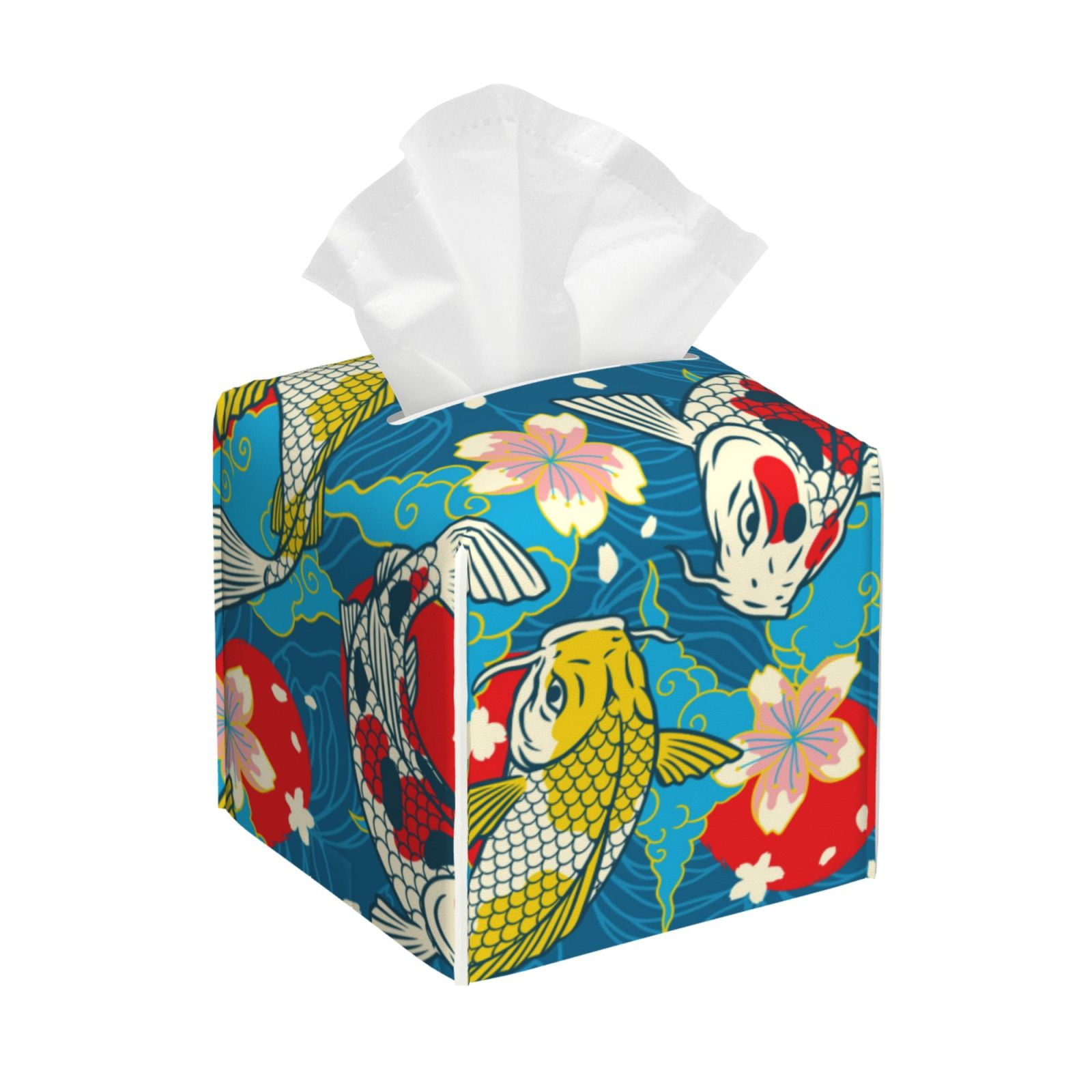 Goofa Japanese Koi Tissue Box Cover PVC Leather Tissue Holder Square ...