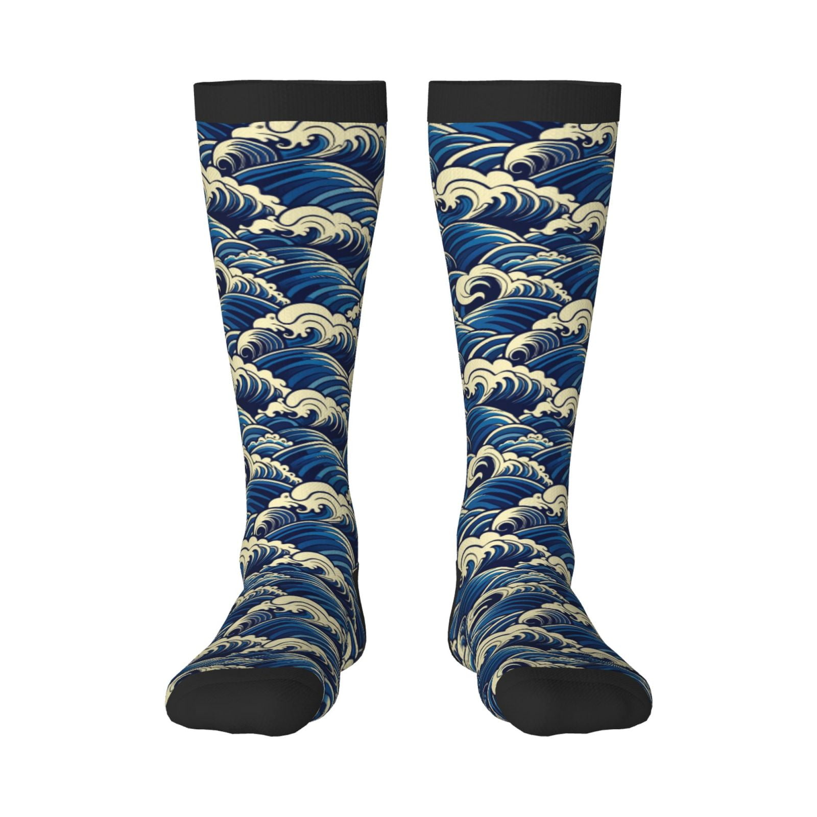 Goofa Japanese Water Wave Pattern Adult Stockings, Color-Block Knee ...