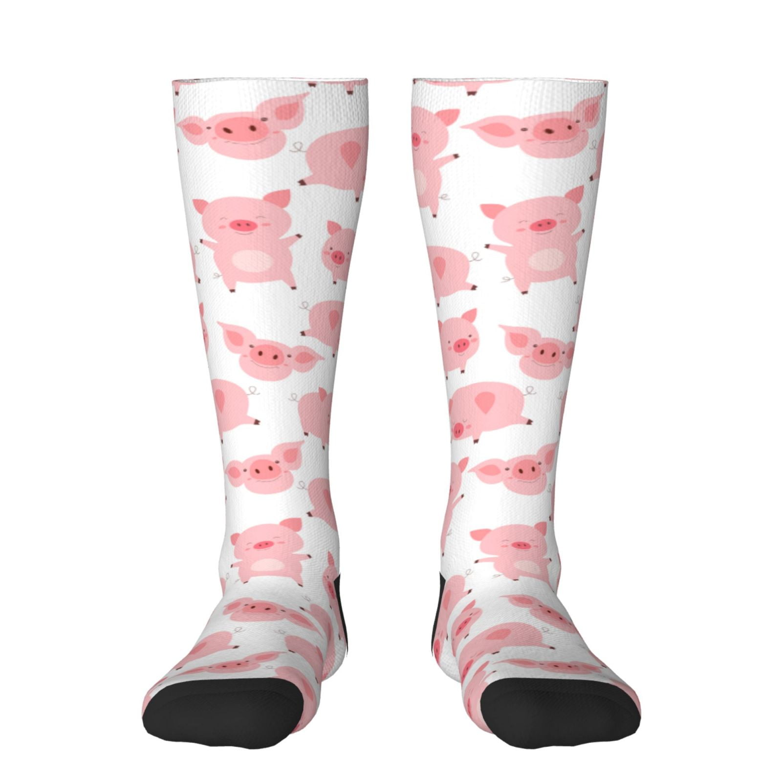 Goofa Kawaii Pigs Pattern Adult Stockings, Color-Block Knee High Socks ...