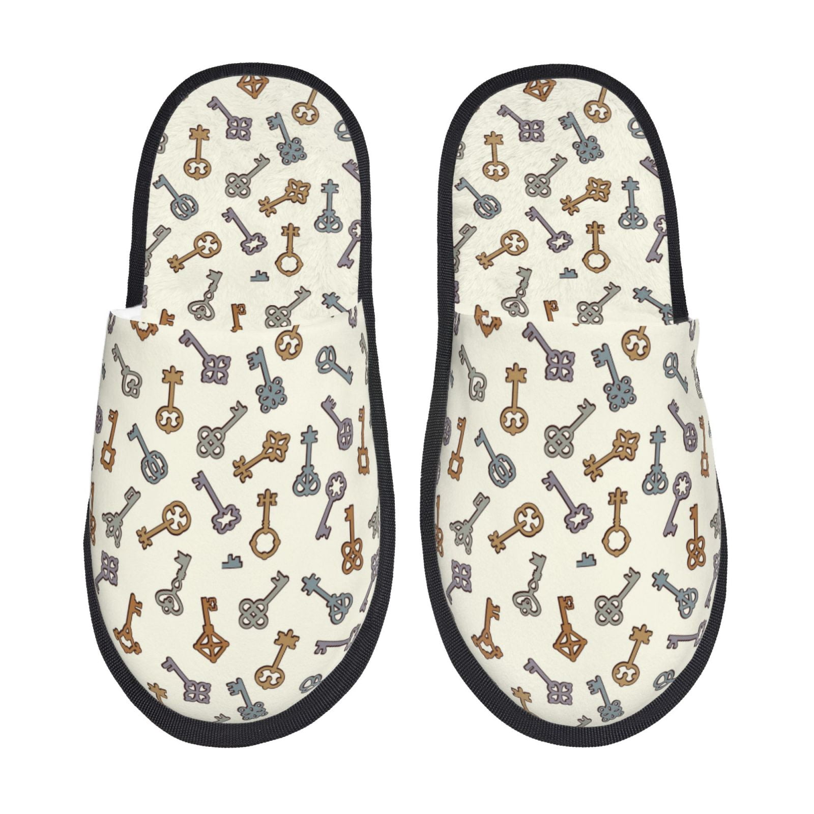 Goofa Keys1 Pattern Plush Furry Slippers for Men & Women, Cozy Indoor ...