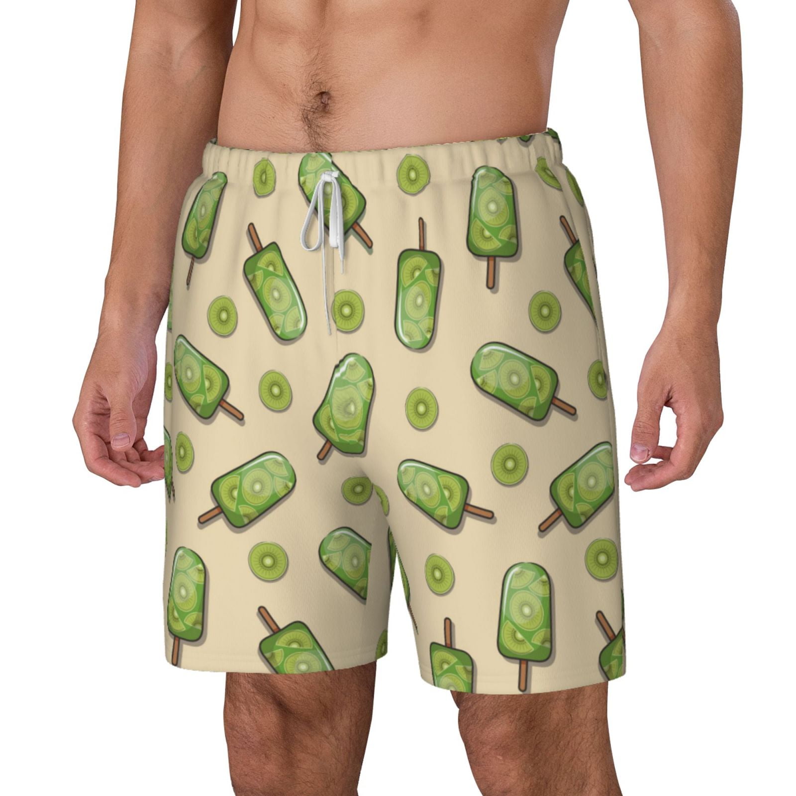 Goofa Kiwi Ice Cream Printed Men's Swim Trunks Board Shorts Quick Dry ...