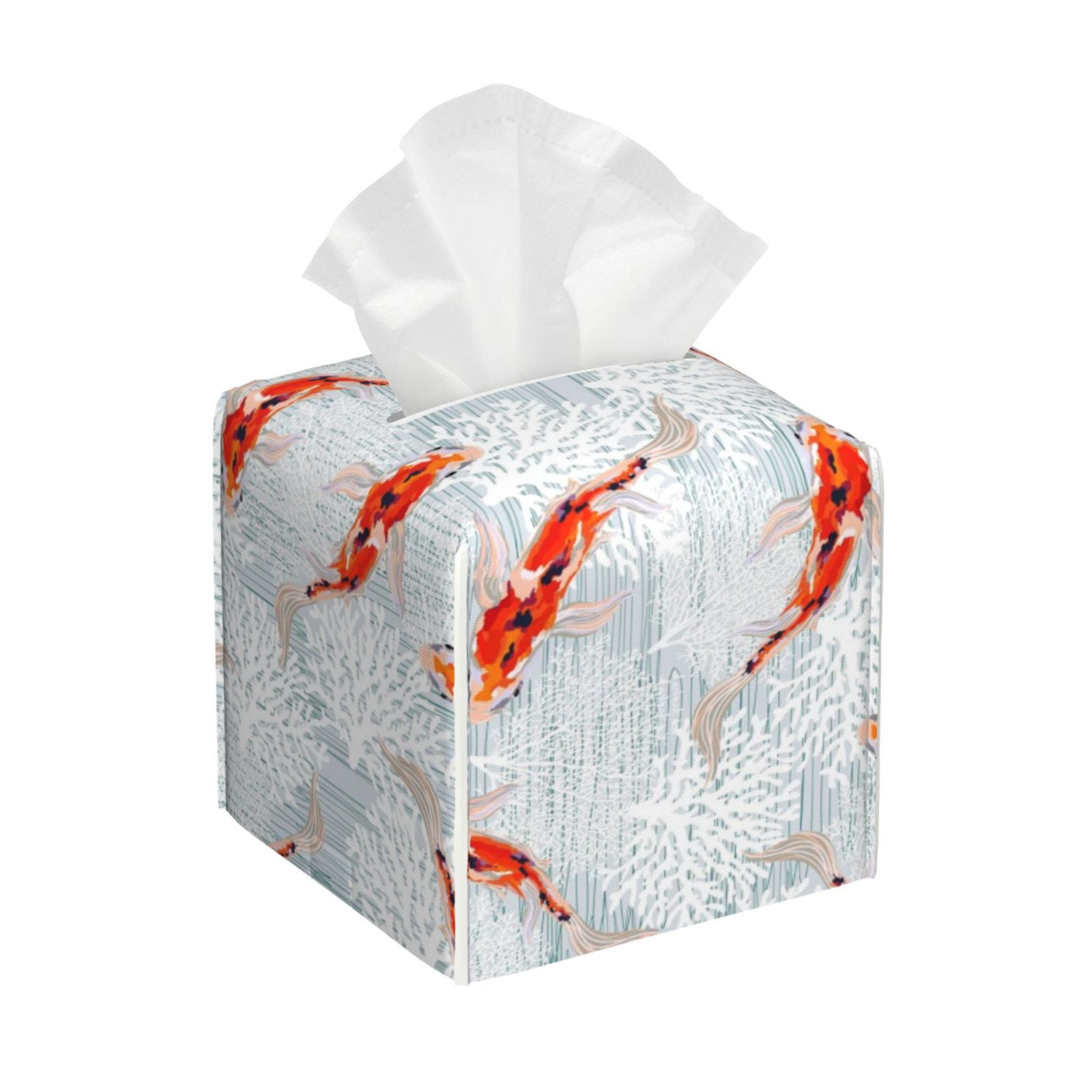 Goofa Koi Fish Corals,Spring Summer Tissue Box Cover PVC Leather Tissue ...