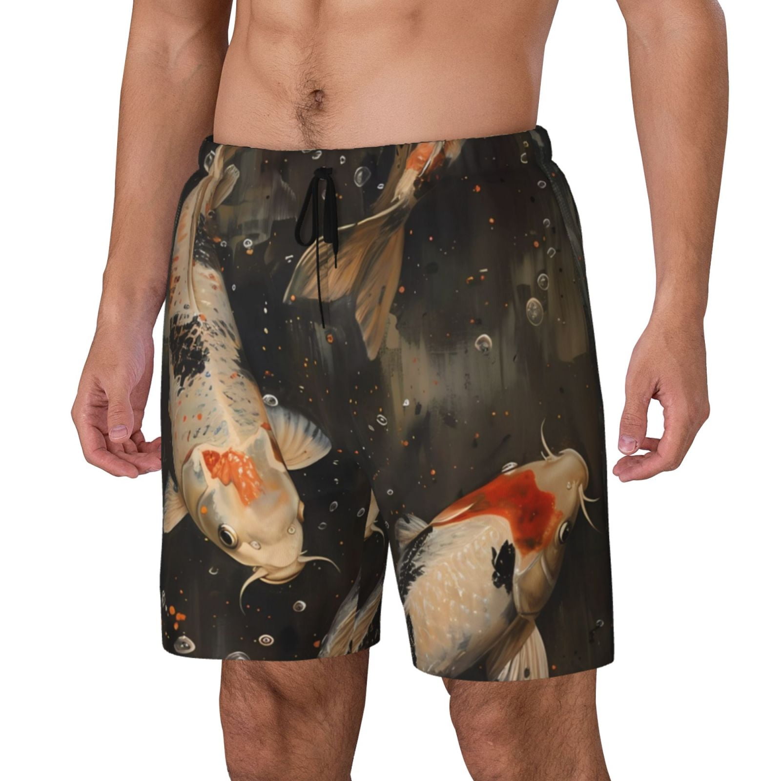 Goofa Koi Fish Tranquility Printed Men's Swim Trunks Board Shorts Quick ...