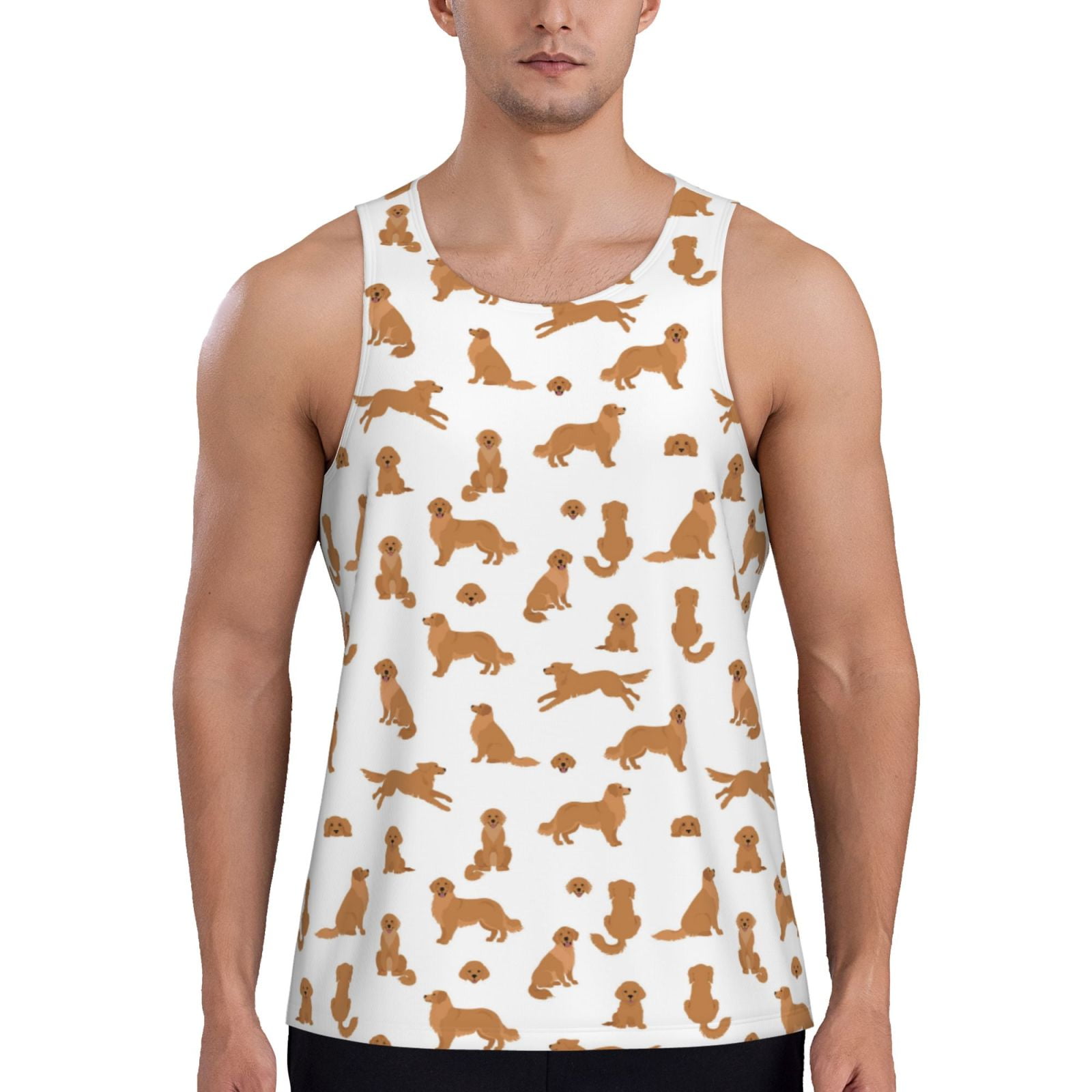 Goofa Labrador Retriever Dog Pattern Men's Workout Tank Top Slim-Fit ...