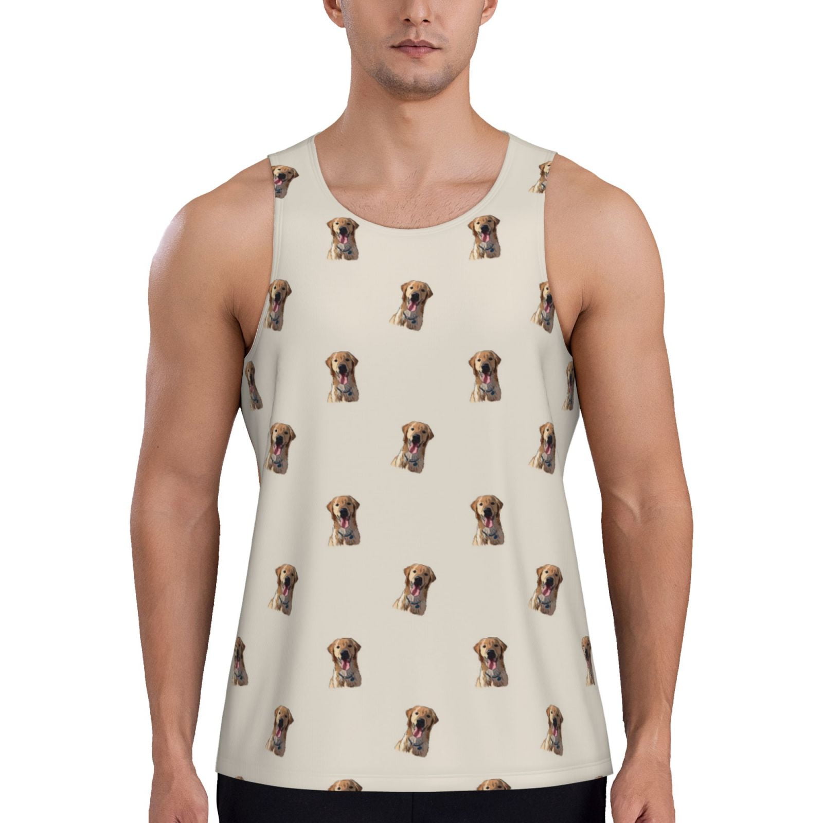Goofa Labrador Retriever Dog Pattern Men's Workout Tank Top Slim-Fit ...