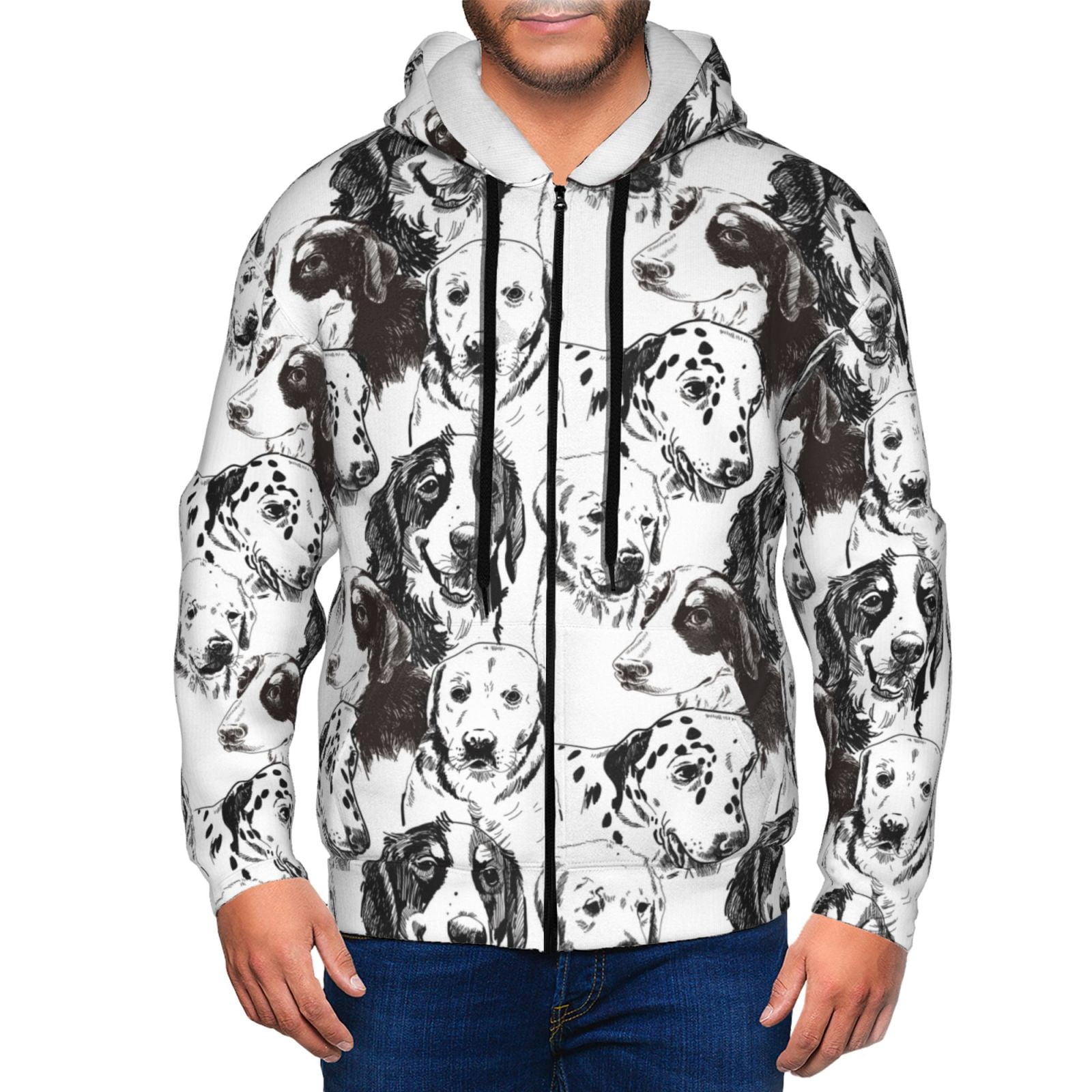 Goofa Labrador Retriever Dog Pattern Mens Full-zip Hoodie, Zip-up ...