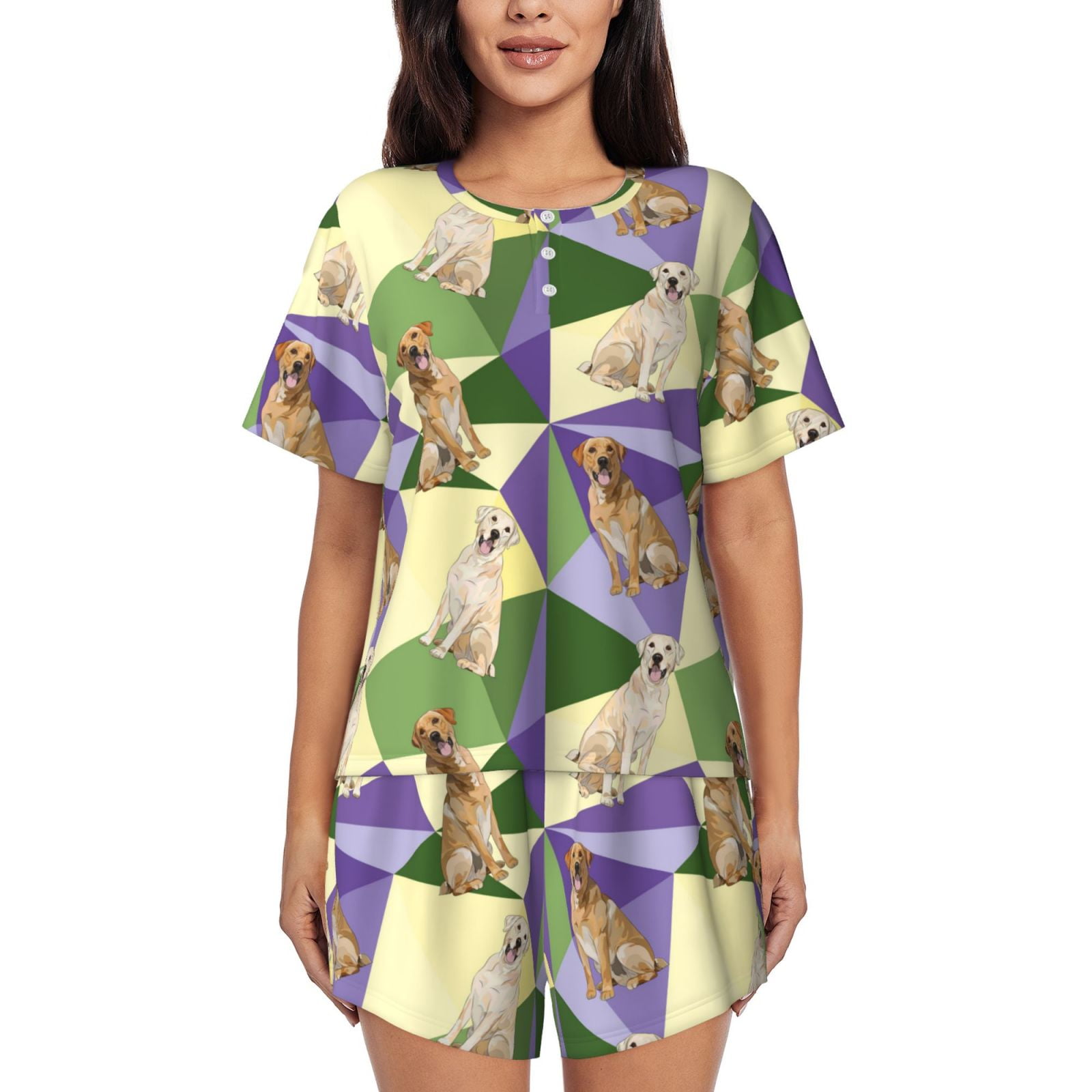 Goofa Labrador Retriever Dog for Womens Cotton 2 Piece Pajamas Set ...