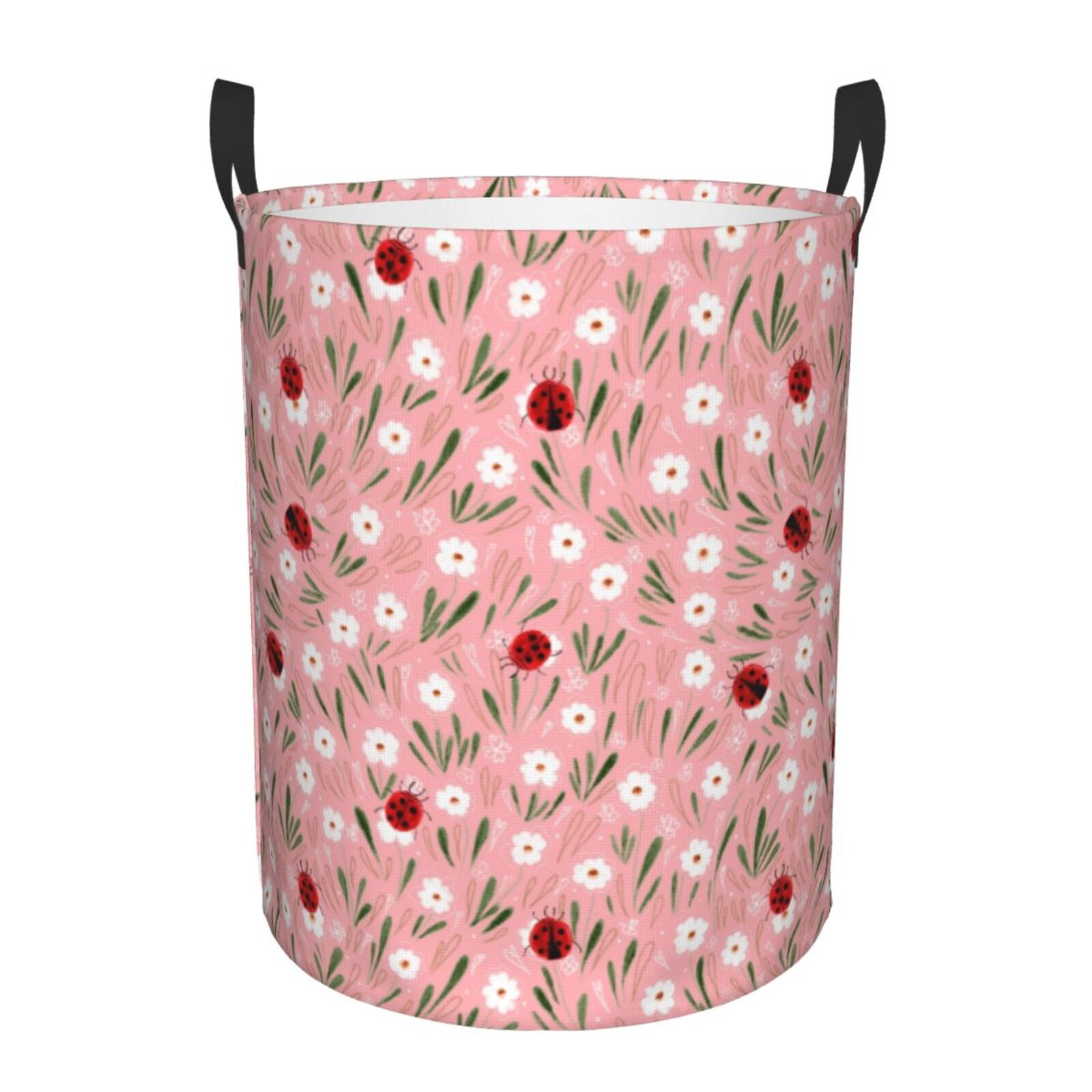 Goofa Ladybug And Flowers Printed Circular Hamper,Laundry Basket with ...