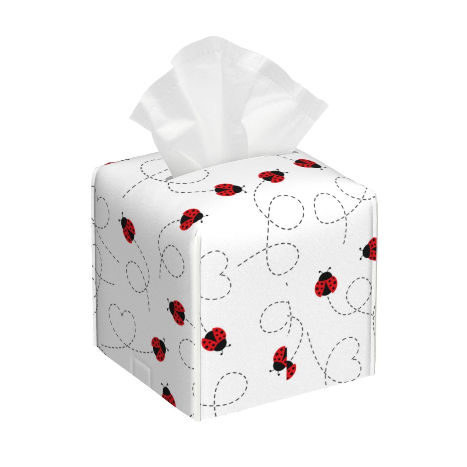 Goofa Ladybugs Flying On Dotted Route Tissue Box Cover PVC Leather ...