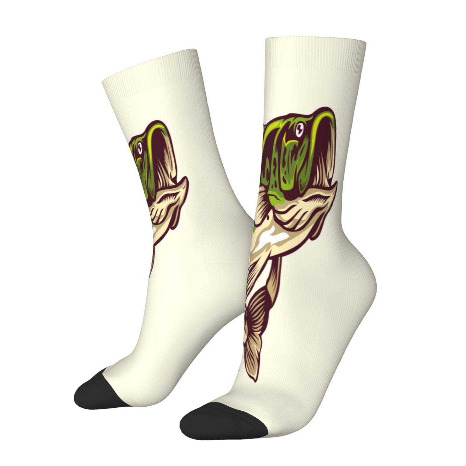 Goofa Largemouth Bass Fish (3) Printed Men's Crew Socks, Soft Durable ...
