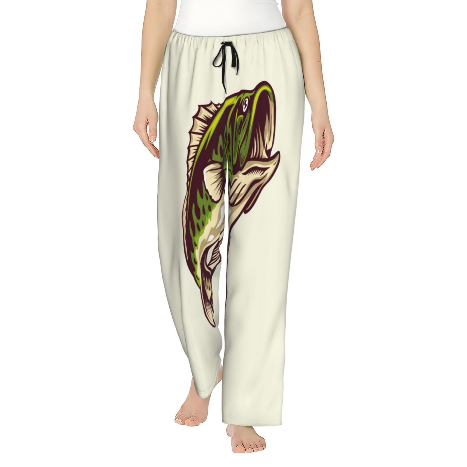 Goofa Largemouth Bass Fish (3) Printed Soft Pajama Pants for Women ...