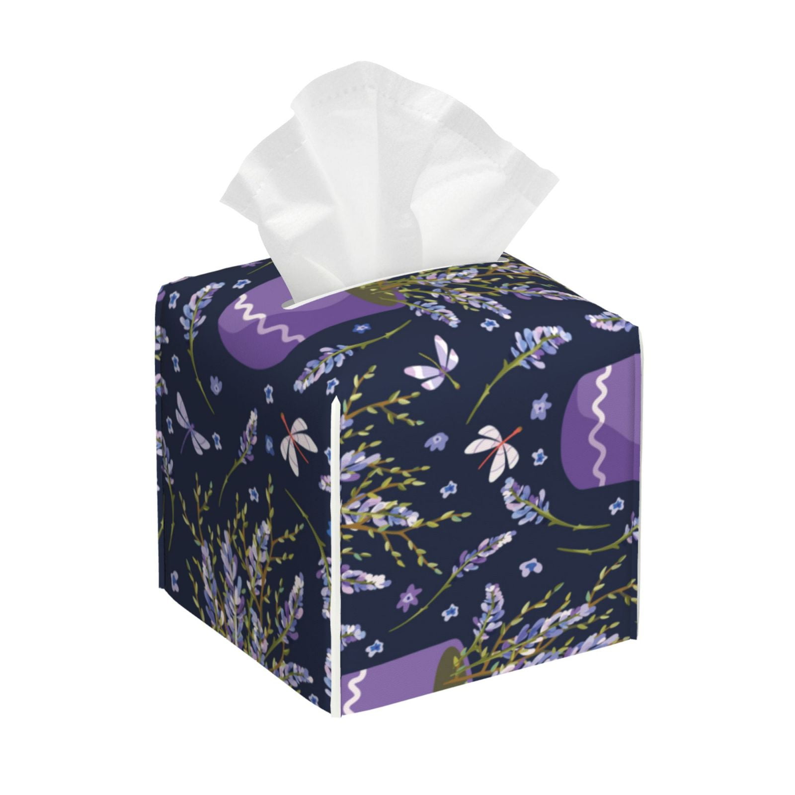 Goofa Lavender Flowers Tissue Box Cover PVC Leather Tissue Holder ...