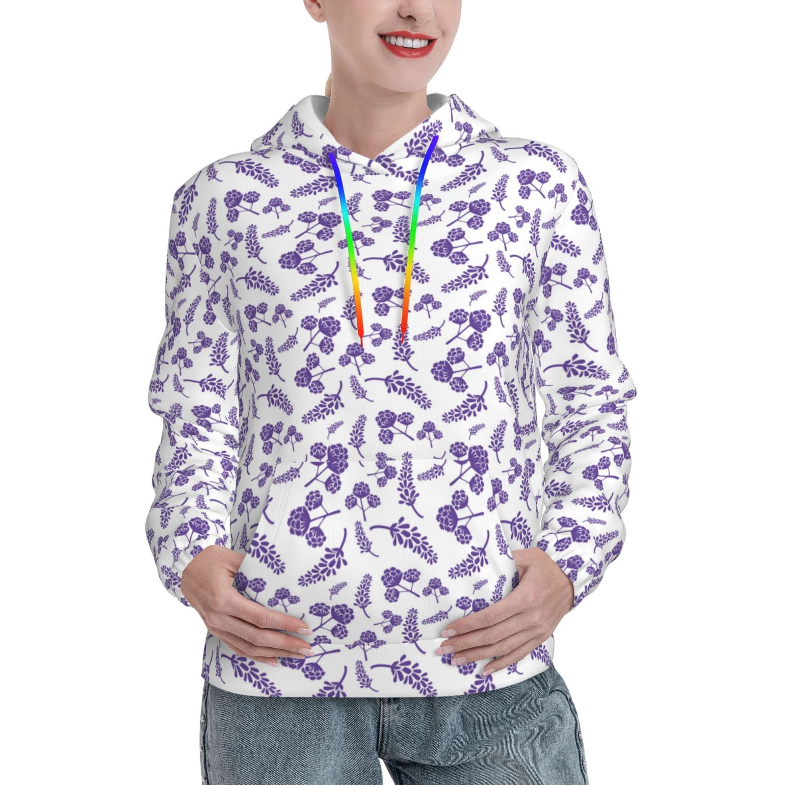 Goofa Lavender Flowers for Women's Hooded Sweatshirt with Eye-catching ...
