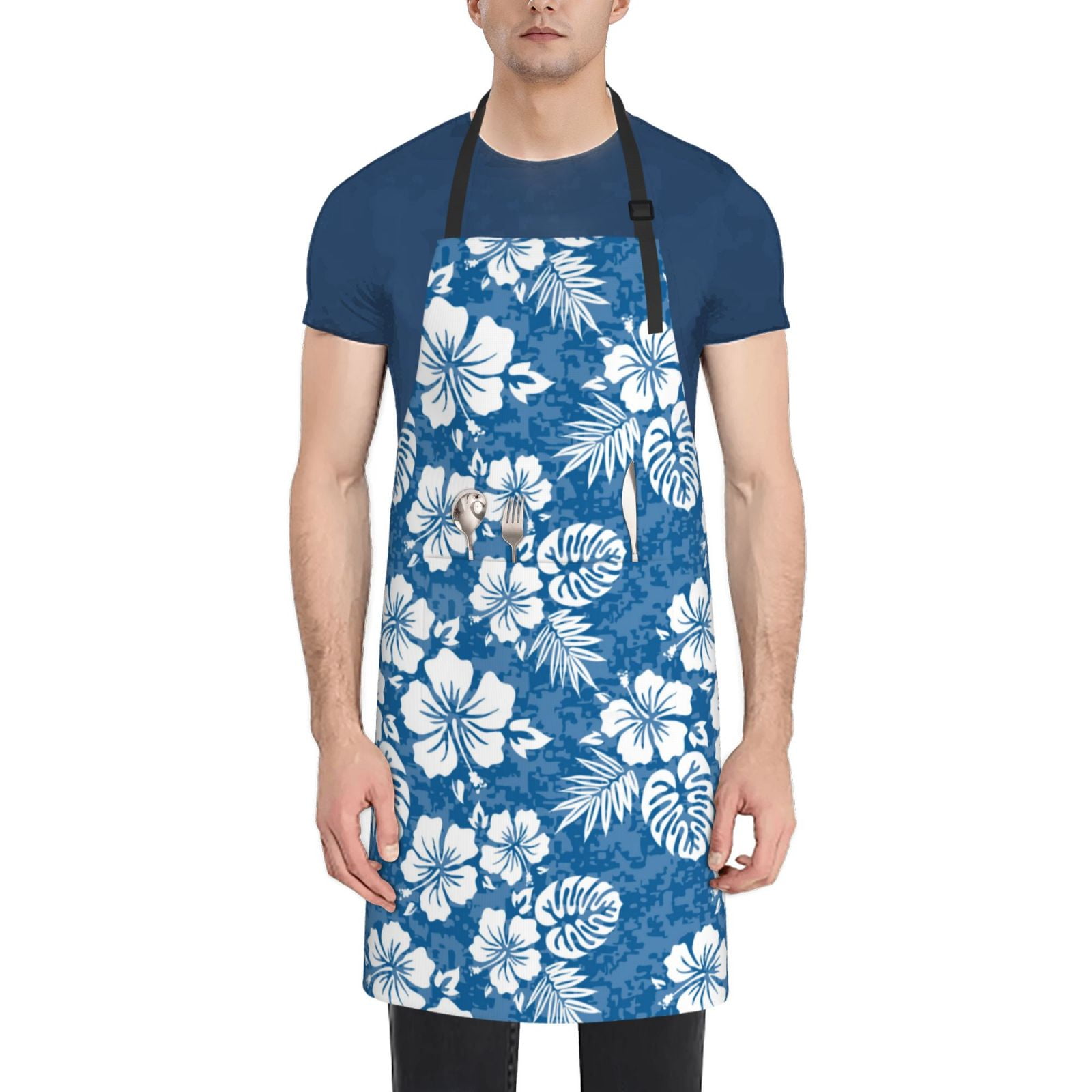 Goofa Leaves And Flowers Printed Waterproof Apron 33" Chef Aprons for ...
