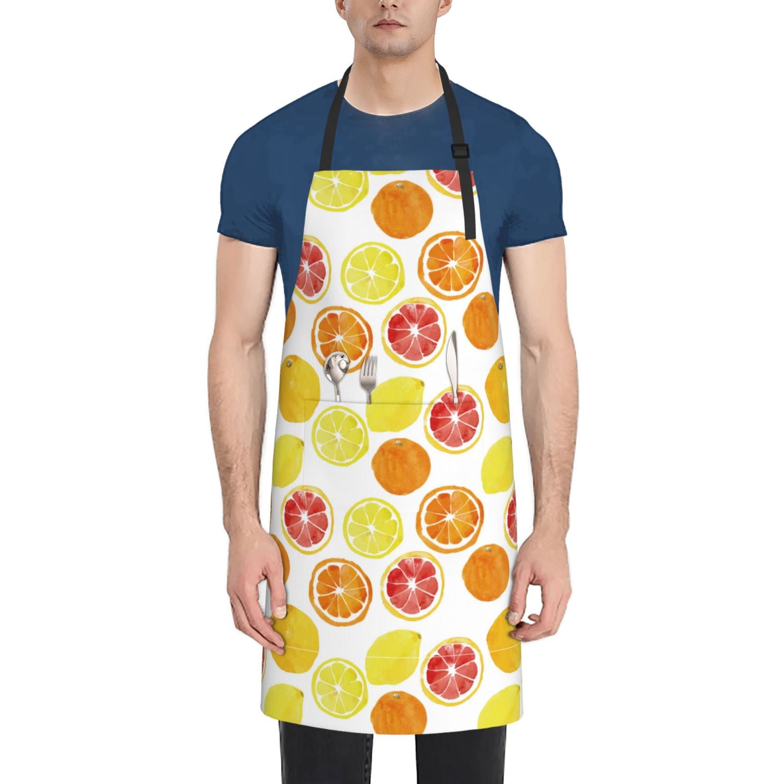 Goofa Lemon Orange Printed Waterproof Apron 33" Chef Aprons for Men ...