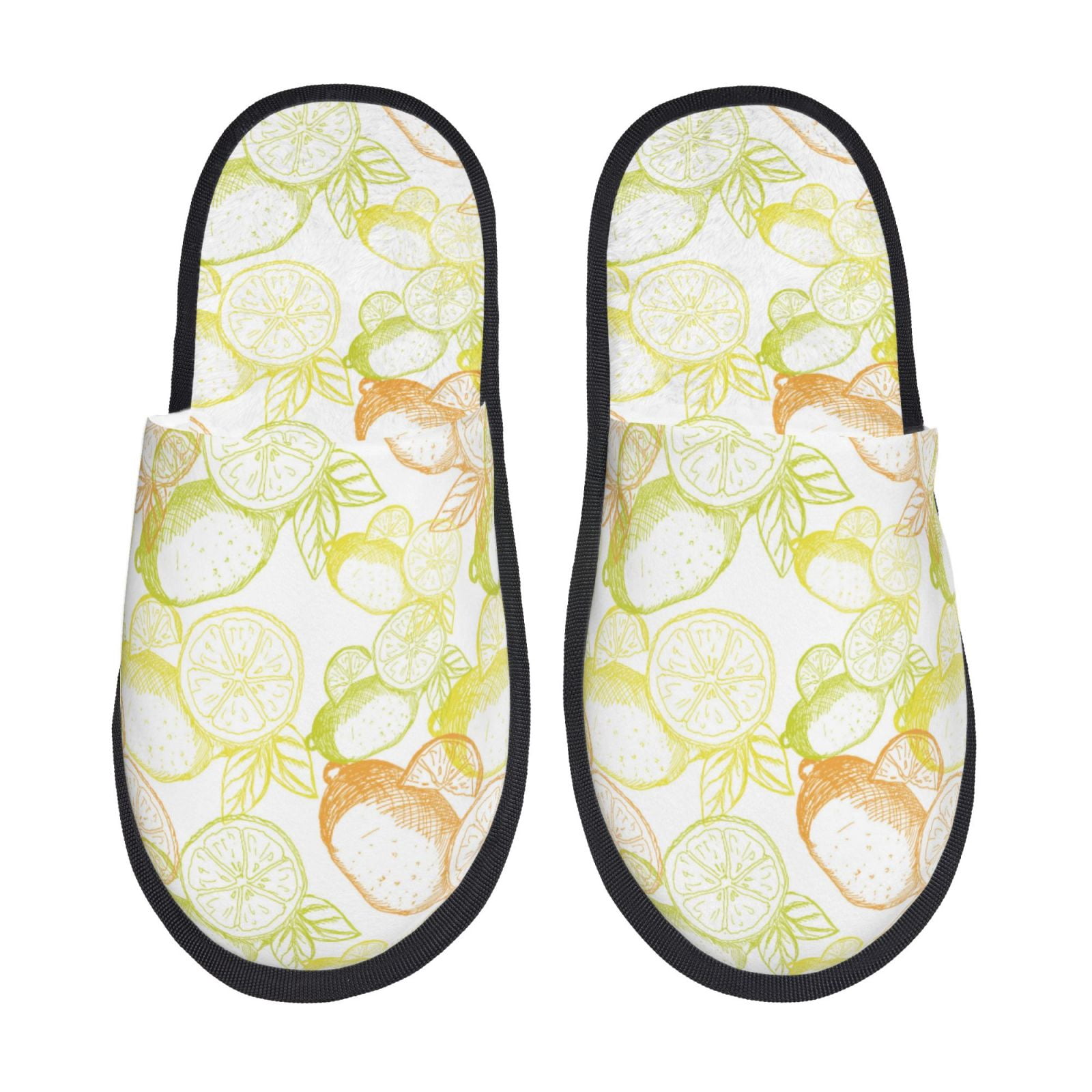 Goofa Lemon Potatoes Pattern Plush Furry Slippers for Men & Women, Cozy ...