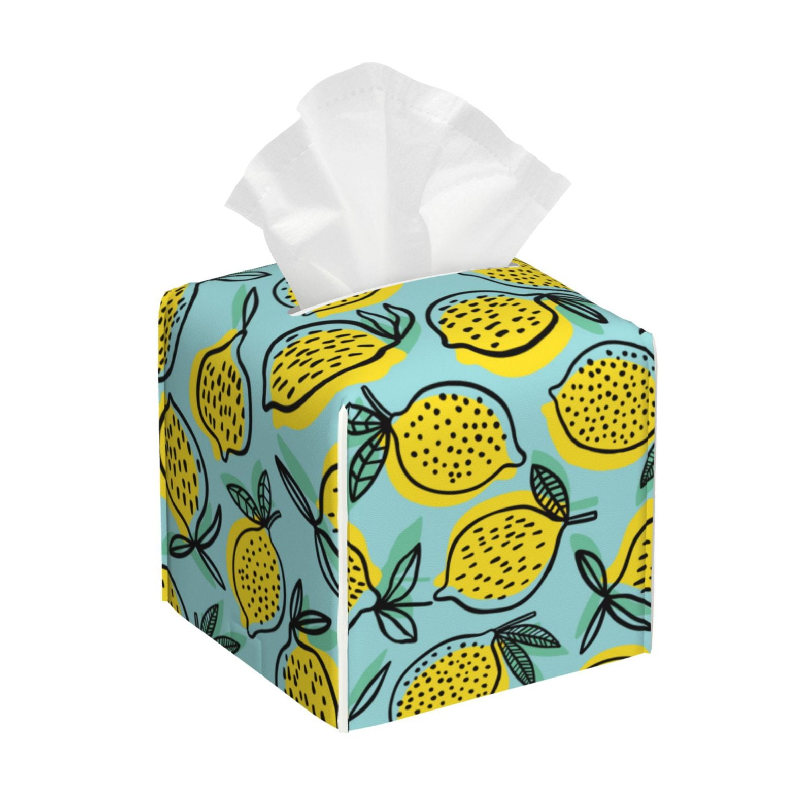 Goofa Lemon Tissue Box Cover PVC Leather Tissue Holder Square Facial ...