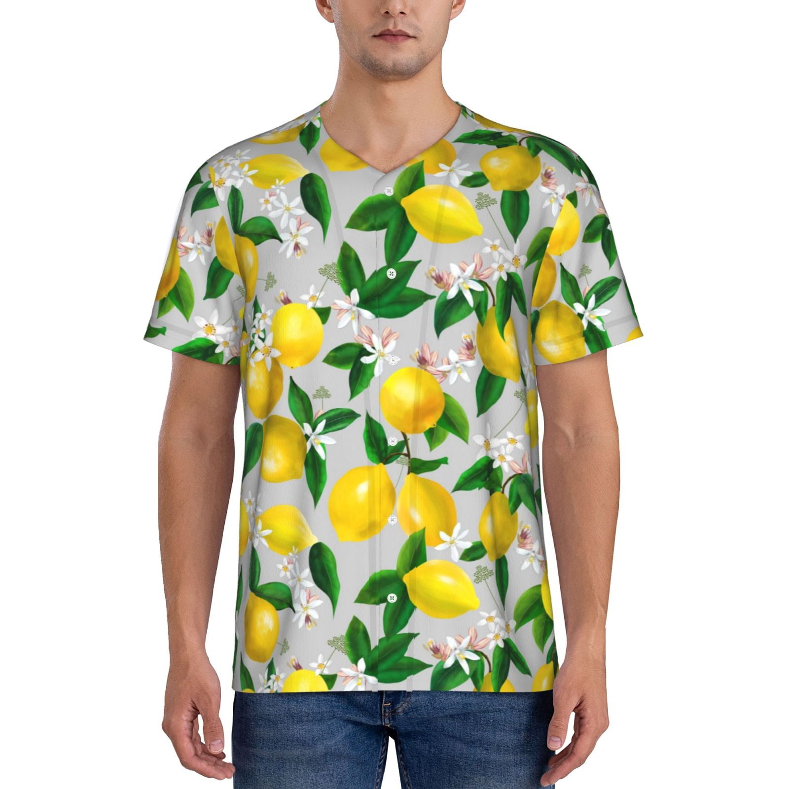 Goofa Lemon1 Pattern Mens Golf Shirt Baseball T-shirt Moisture Wicking ...