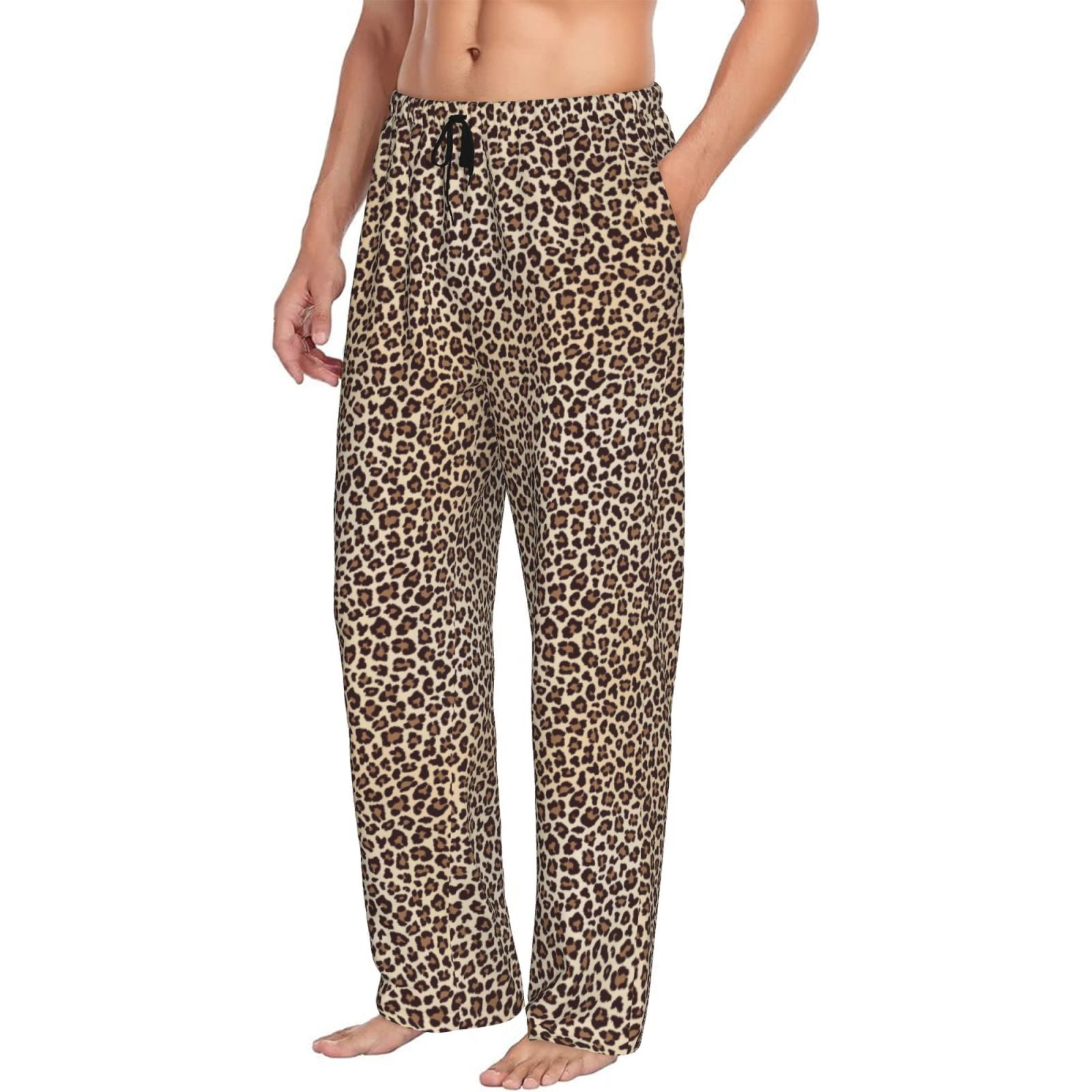 Goofa Leopard Print-2 Printed Soft Pajama Pants for Men, Wide Leg Comfy ...