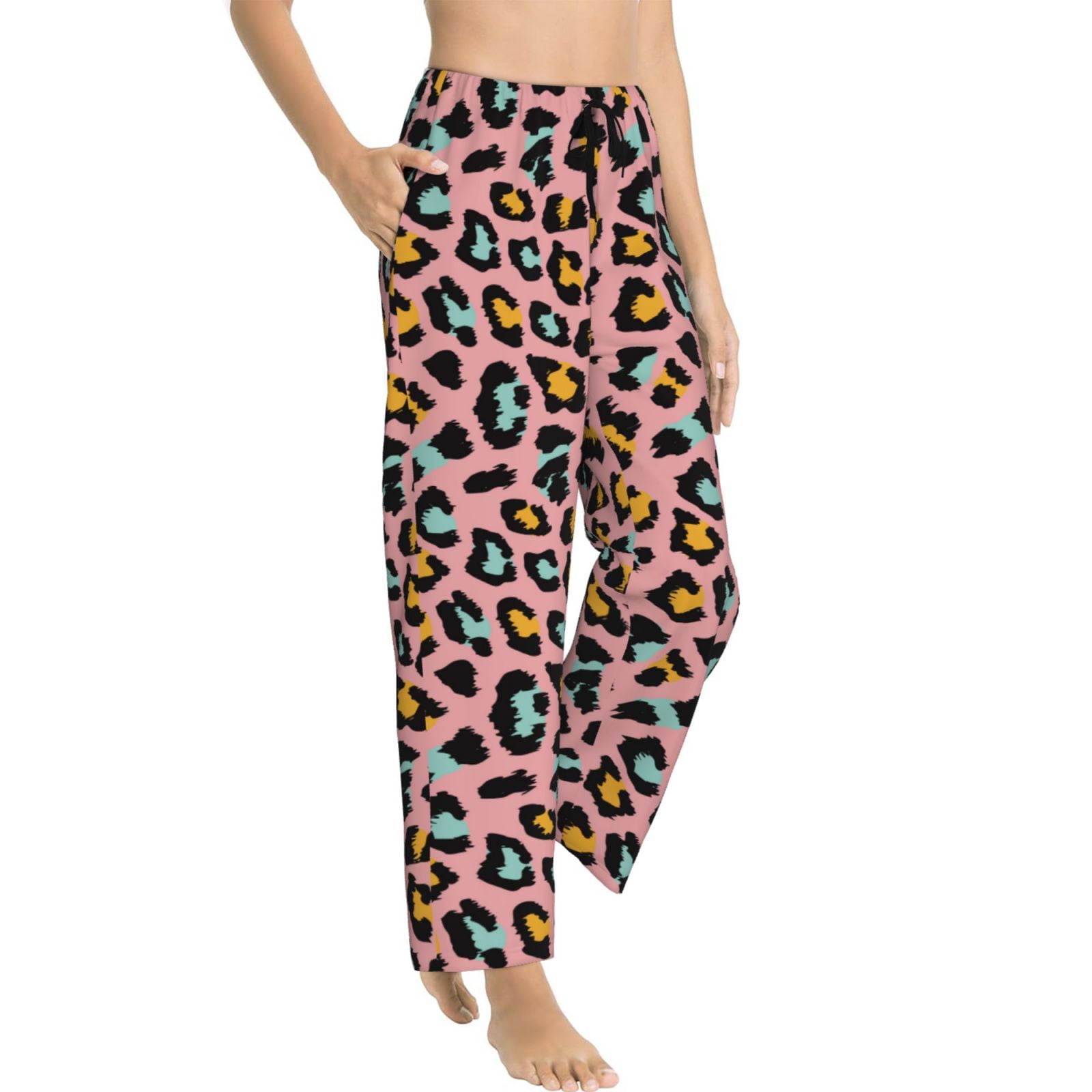 Goofa Leopard Printed Soft Pajama Pants for Women, Wide Leg Comfy ...