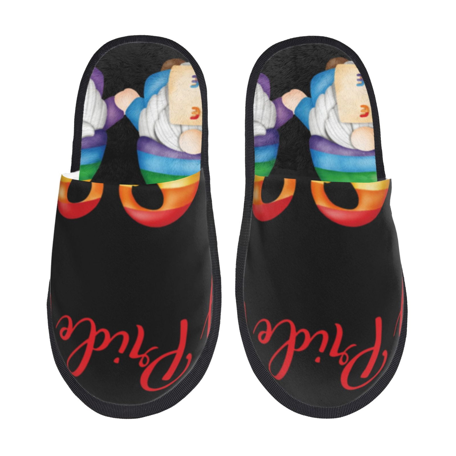 Goofa Lgbt Gnome Pattern Plush Furry Slippers for Men & Women, Cozy ...