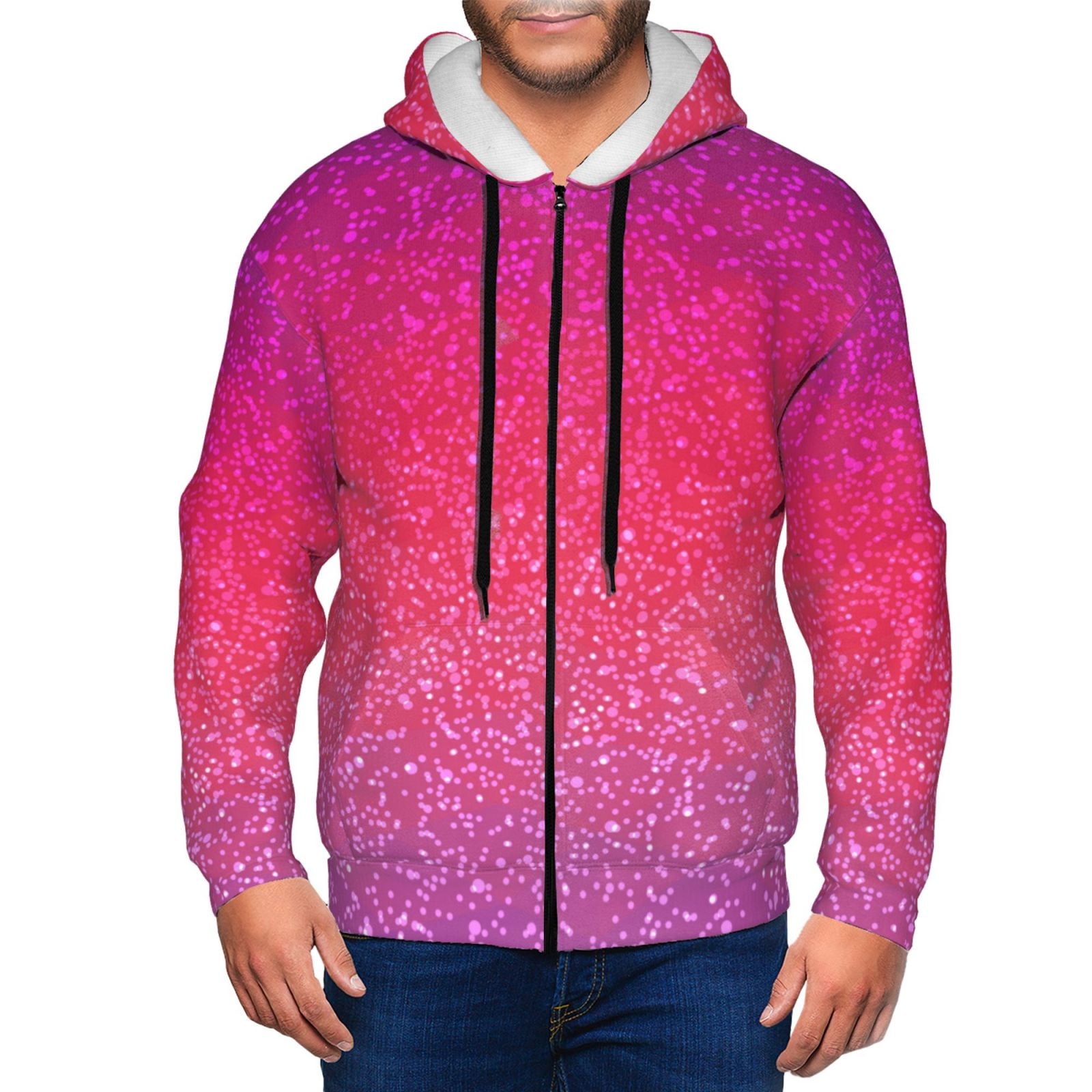 Goofa Light Purple Glitter Pattern Mens Full-zip Hoodie, Zip-up ...