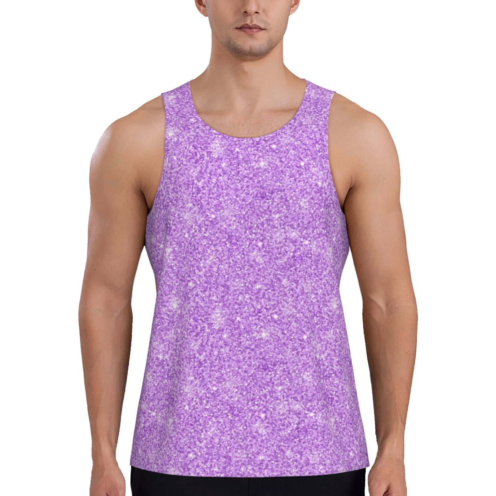 Goofa Lilac Glittering Pattern Men's Workout Tank Top Slim-Fit Tank ...