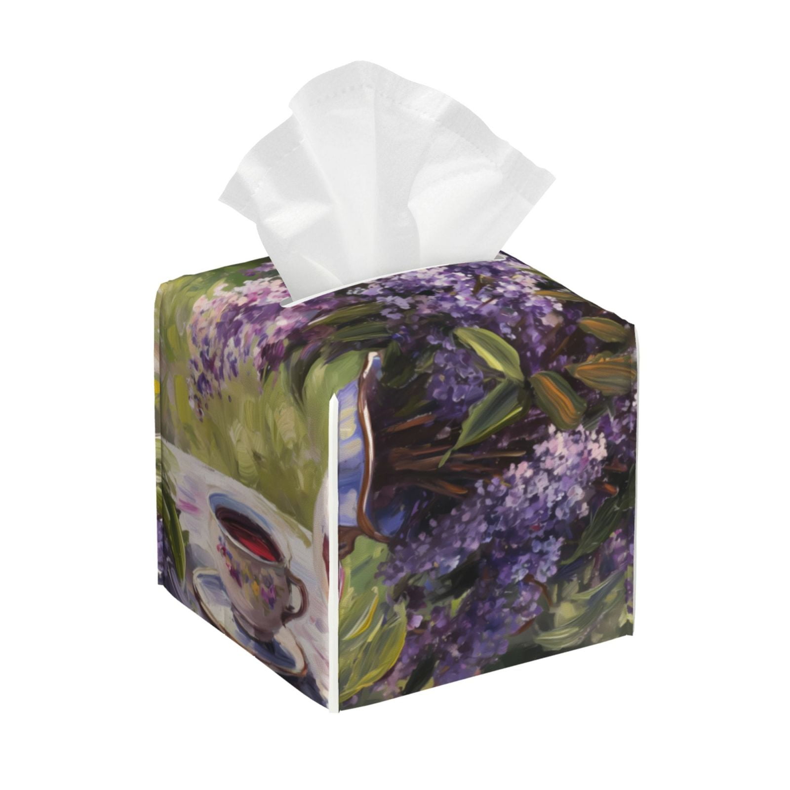 Goofa Lilacs Teapot Scenic Painting Tissue Box Cover PVC Leather Tissue ...