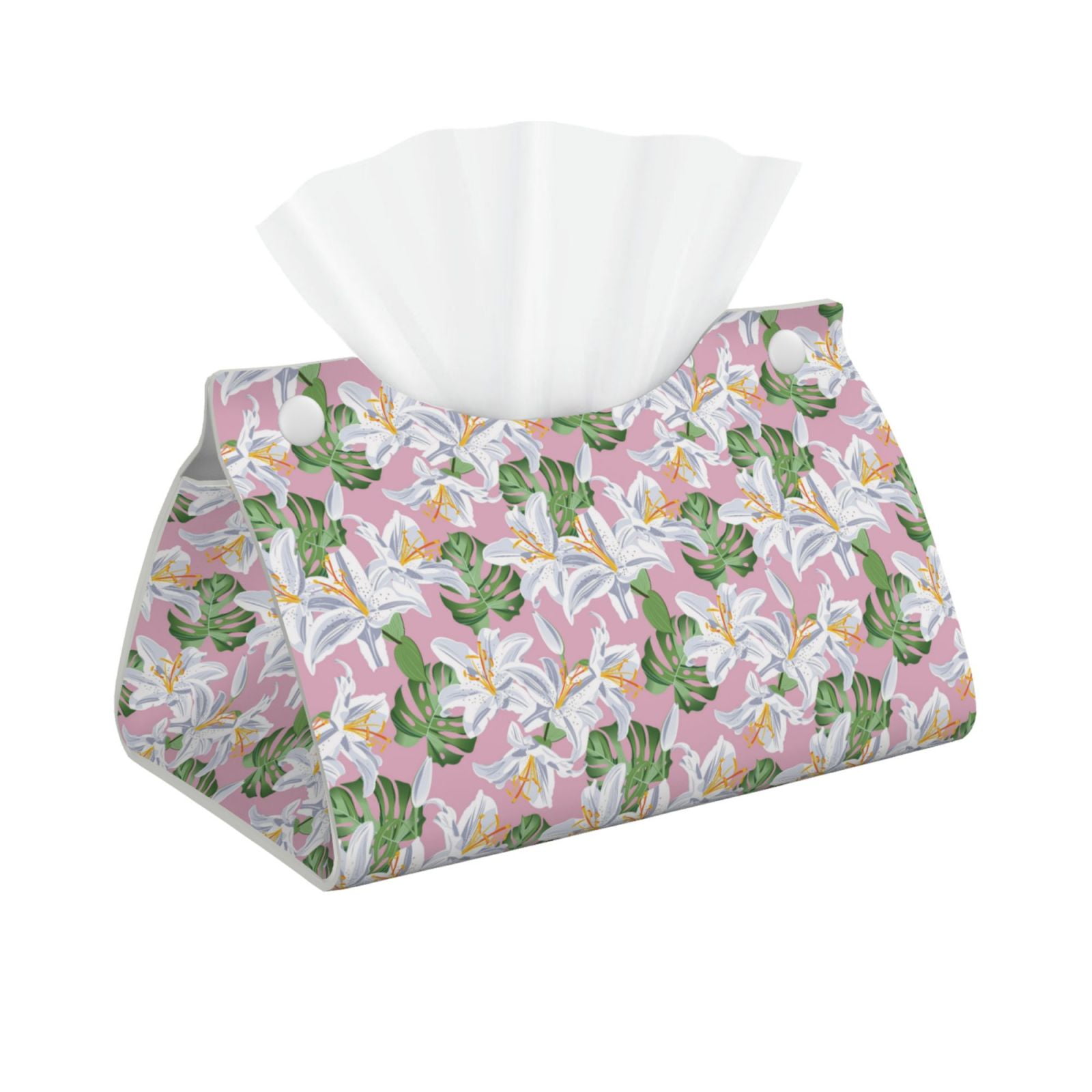 Goofa Lilies Flowers Pattern Triangle Square Tissue Box Cover, Modern ...