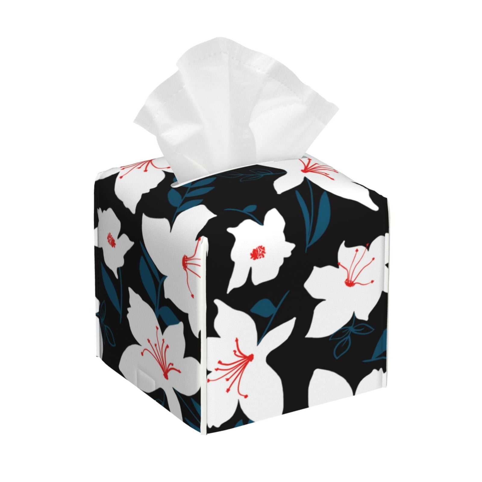 Goofa Lilies Flowers Tissue Box Cover PVC Leather Tissue Holder Square ...