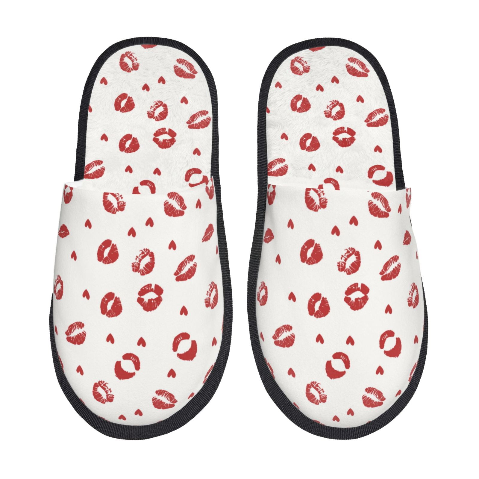 Goofa Lips Kiss Pattern Plush Furry Slippers for Men & Women, Cozy Indoor House Shoes with EVA ...