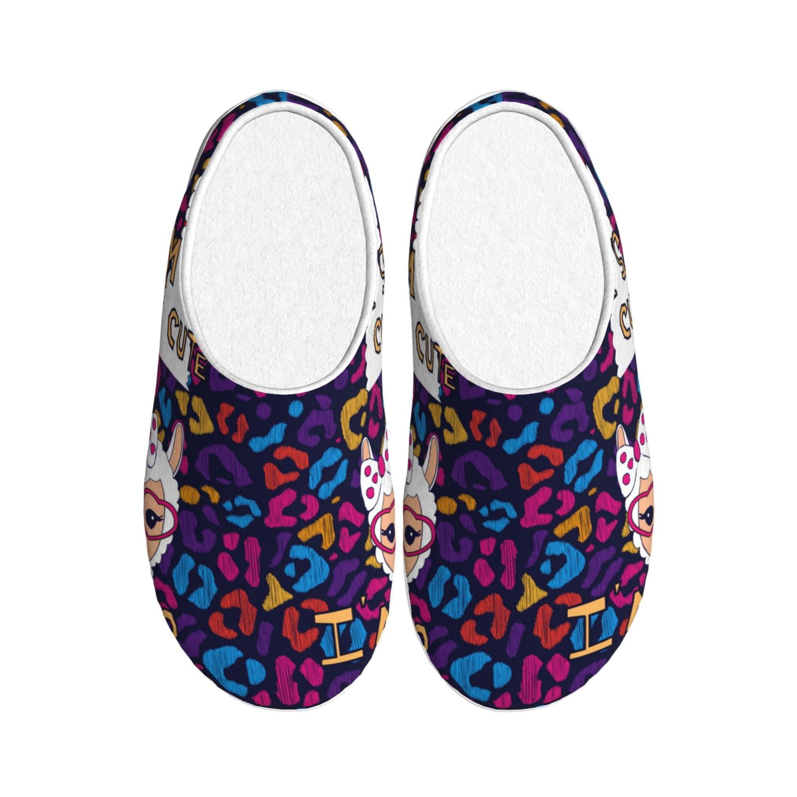 Goofa Llama Alpaca Print Womens Mens Cotton Lightweight House Slippers ...