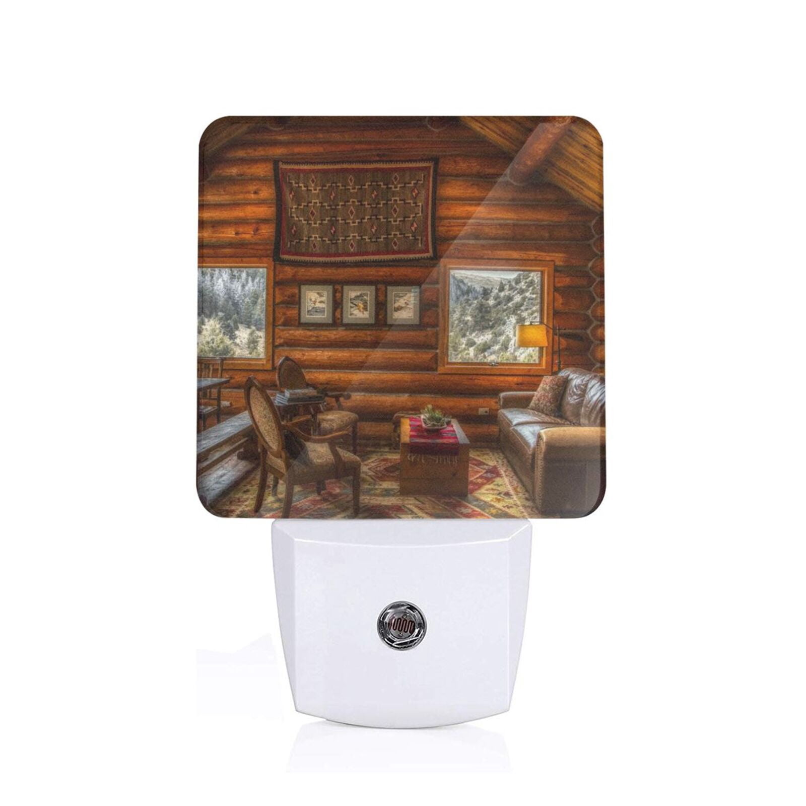 Goofa Log Cabin Inside Night Light, Plug-in, Dusk to Dawn Sensor, Warm ...