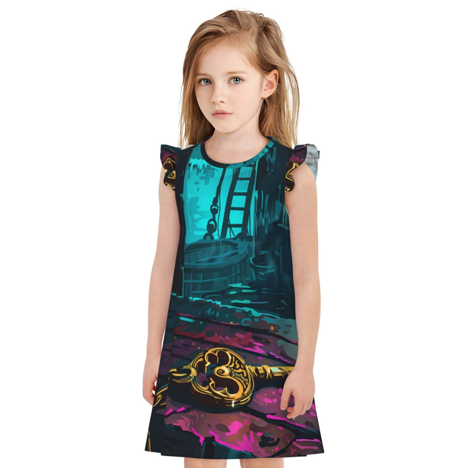 Goofa Lost Golden Key Pattern Sweet & Sassy Girls' Nightgowns - Short ...